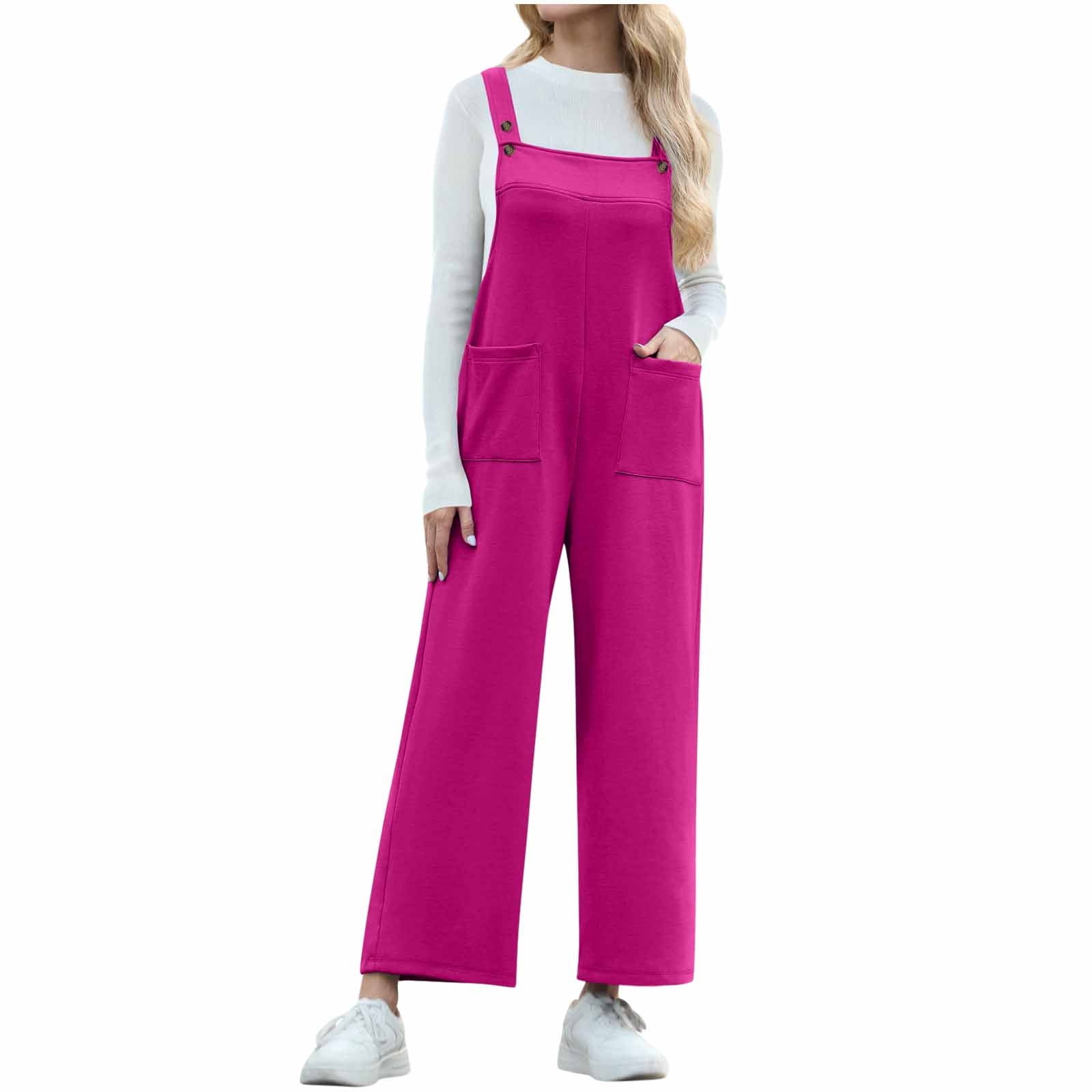 Hot Pink Overall Flare Wide Leg Straight Leg Plain Long Boot Cut Leg ...