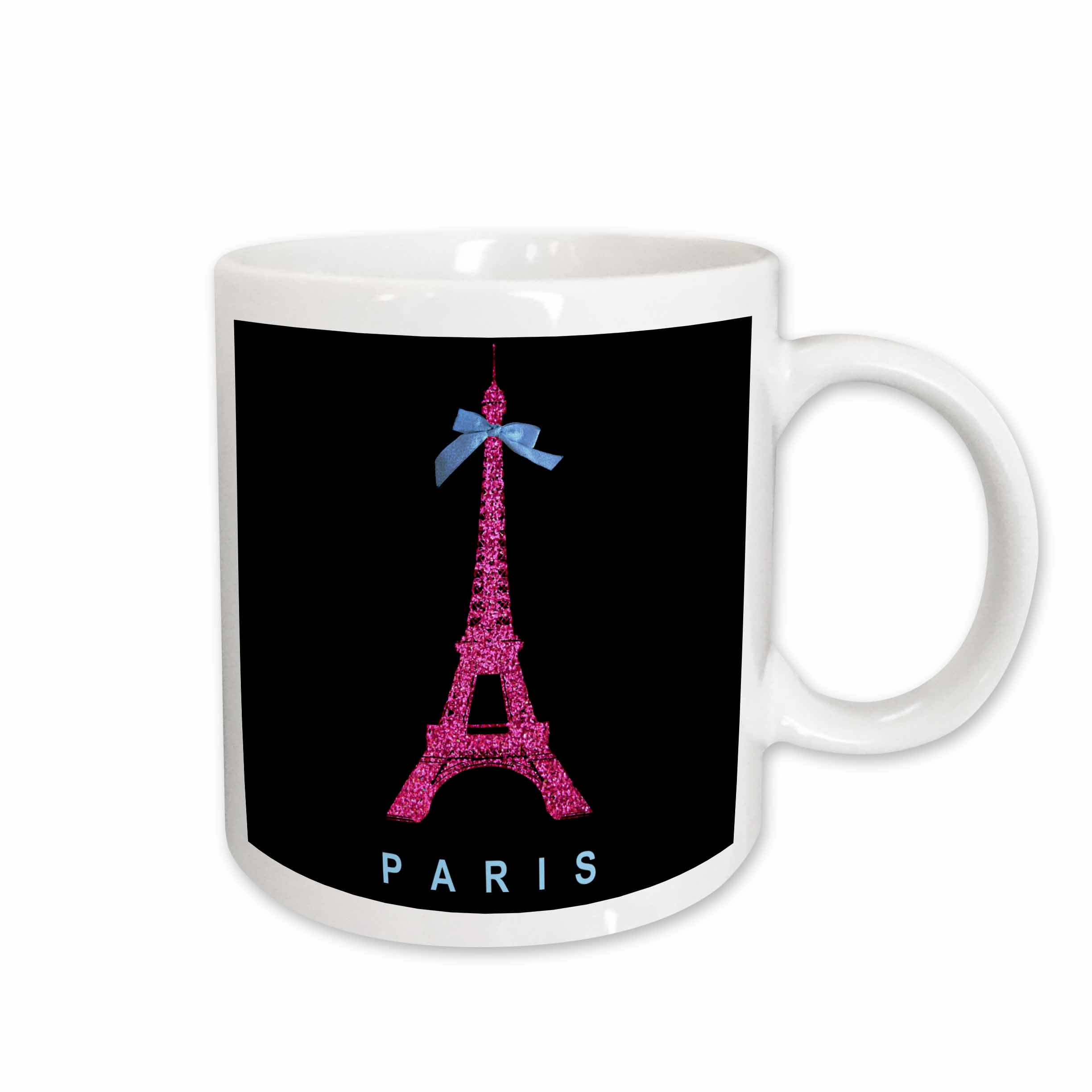 Hot Pink Paris Eiffel Tower from France with girly blue ribbon bow ...