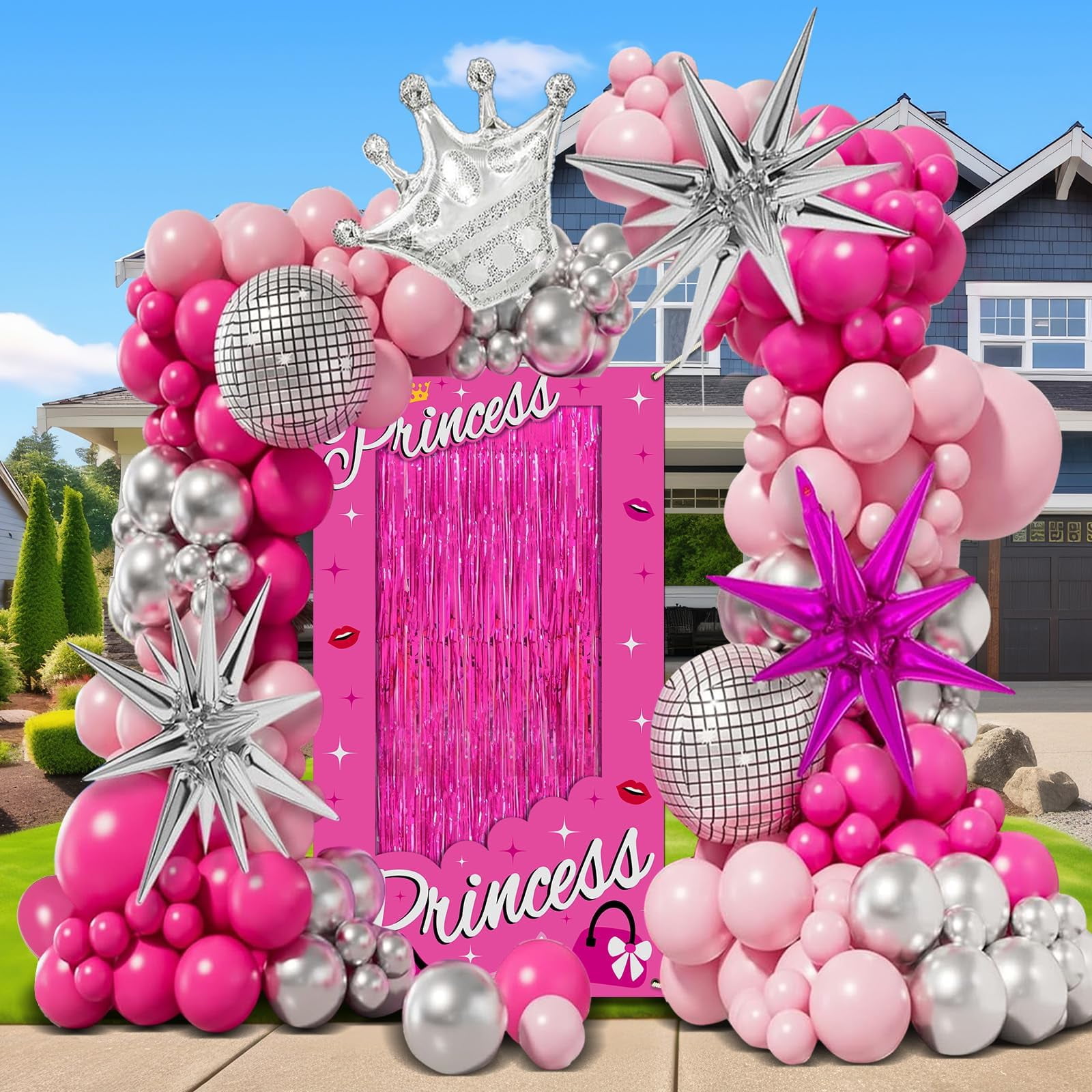 Hot Pink Party Balloon Backdrop Kit Pop Pink Balloon Photo Booth Hot ...