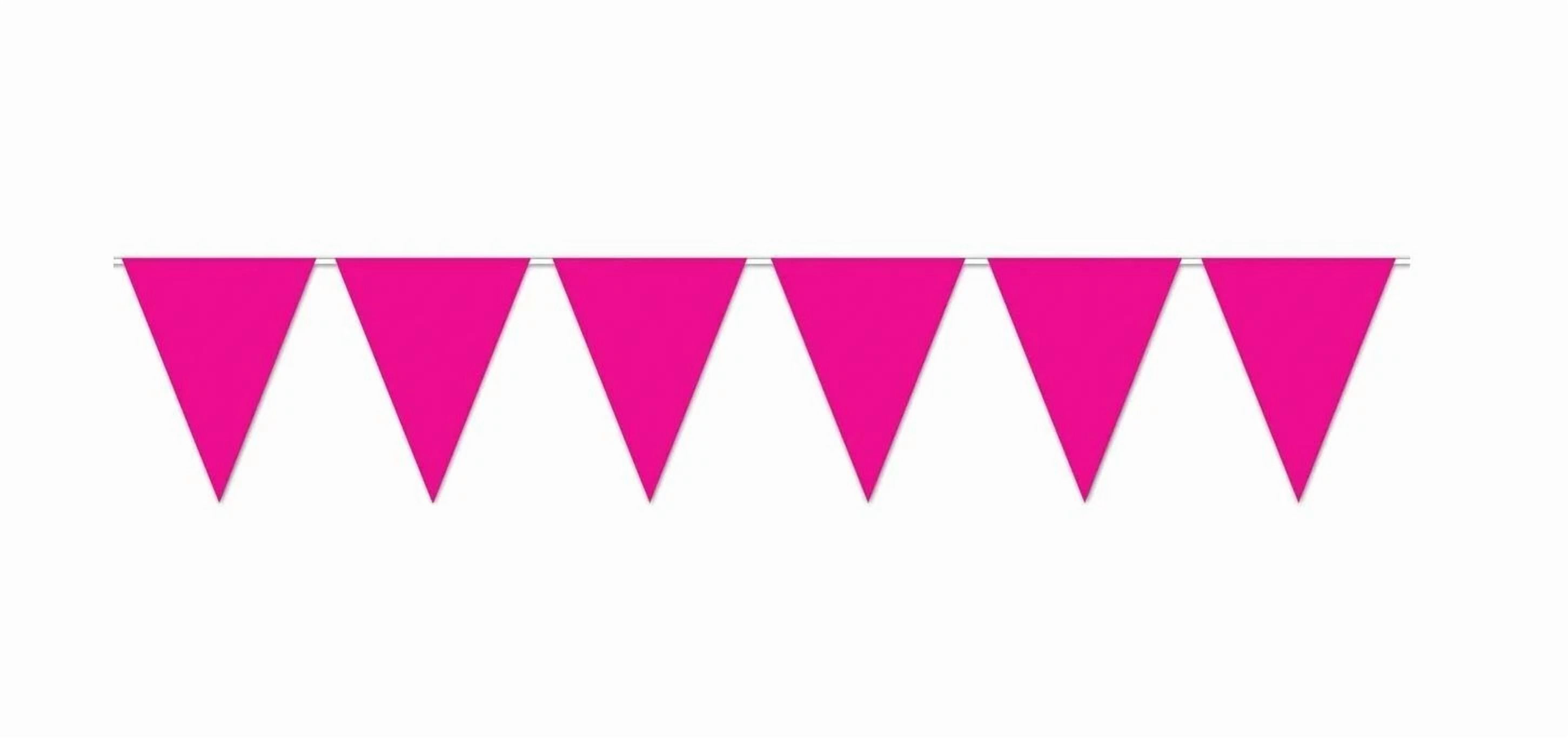 Hot Pink Pennant Banner 12 Inch X 12 Feet Plastic All Weather Party ...