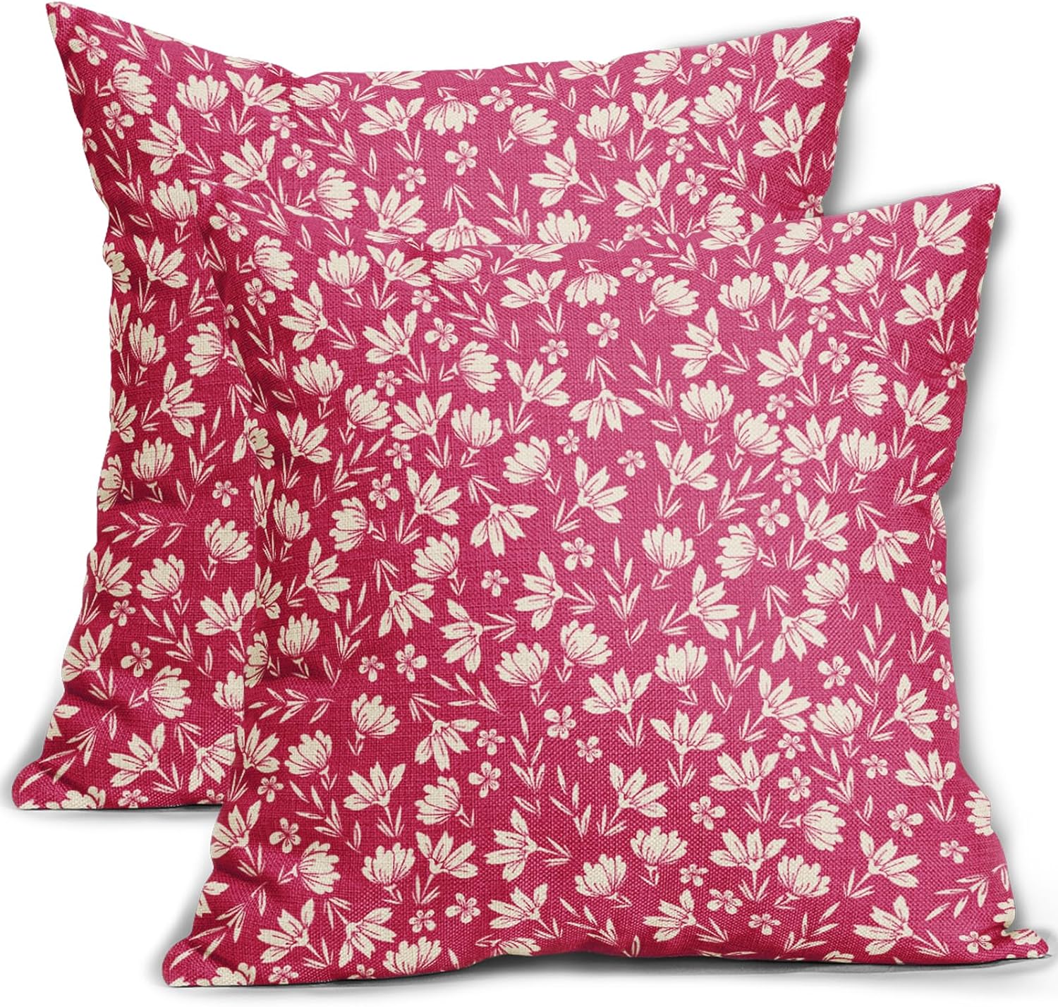 Hot Pink Pillow Covers 20x20 Set of 2 Vintage Floral Rustic Old Style ...