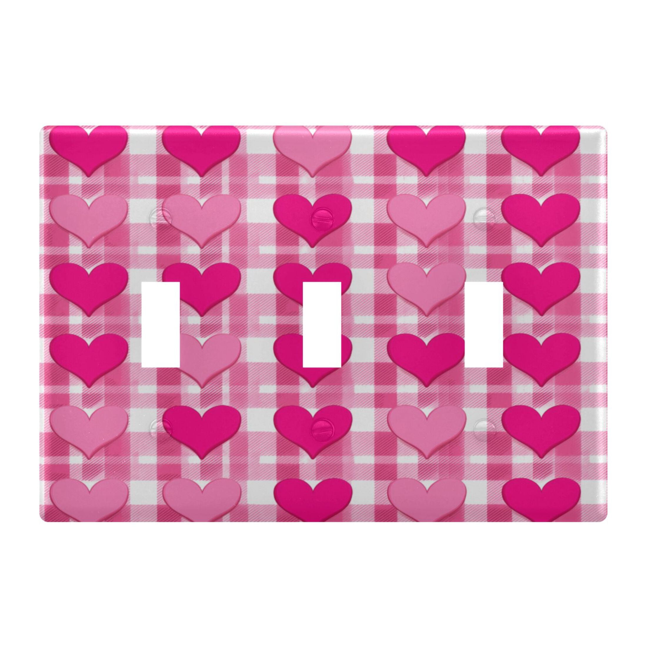 Hot Pink Plaids with Hearts Valentine Light Switch Cover Electrical ...