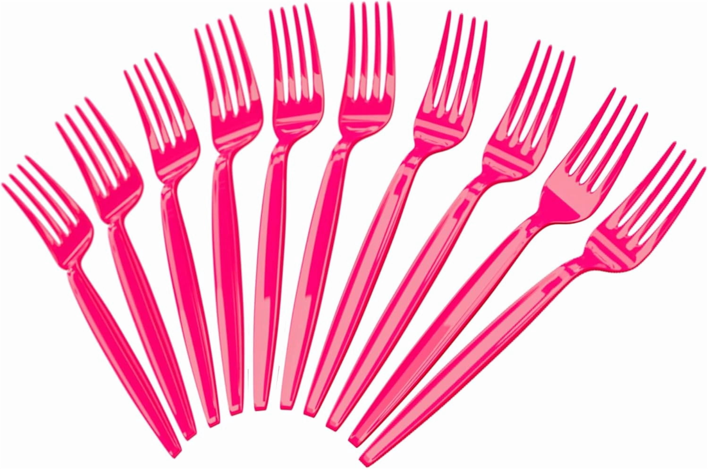 Hot Pink Plastic Forks (50 Pieces) - for Parties, Durable Plasticware ...