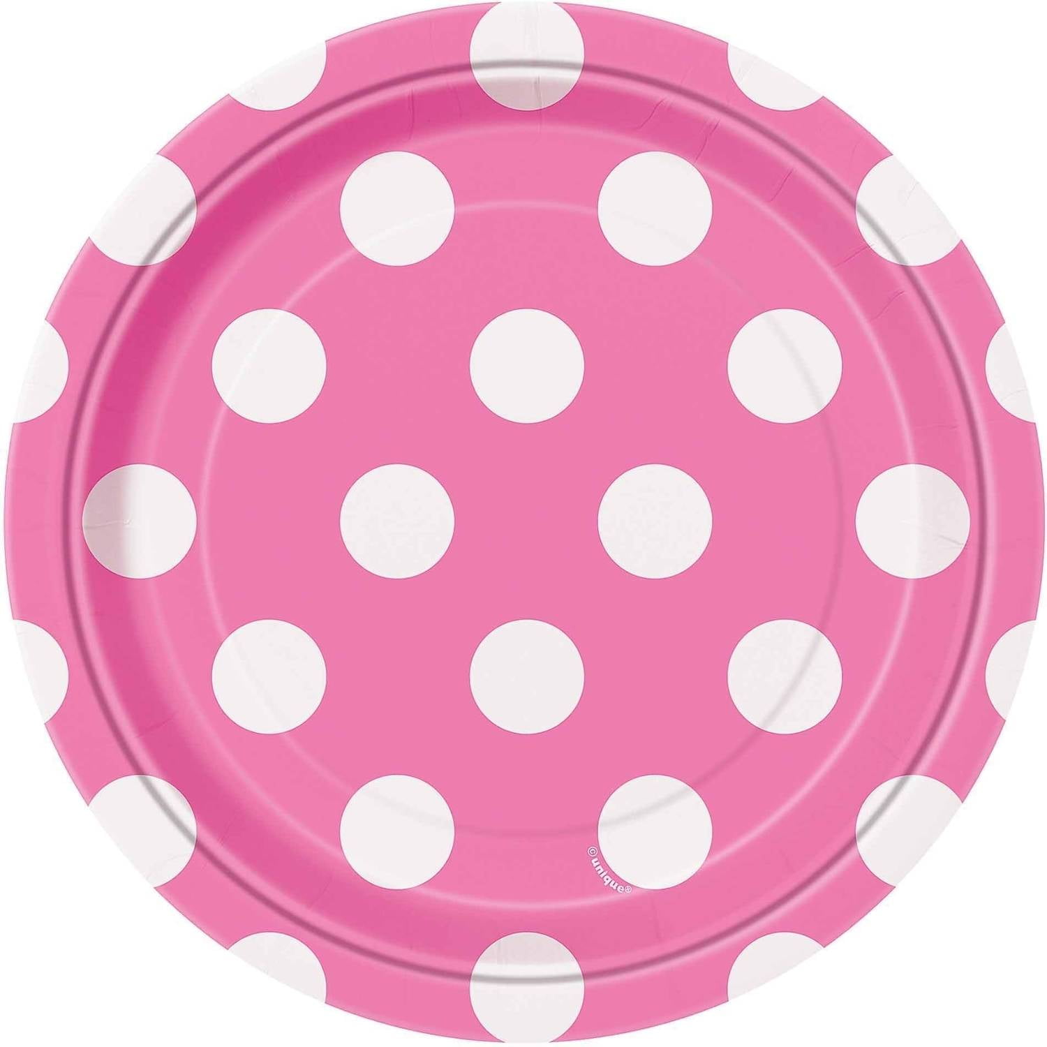 Hot Pink Polka Dot Paper Dessert Plates, 7in, 8ct - Walmart.com