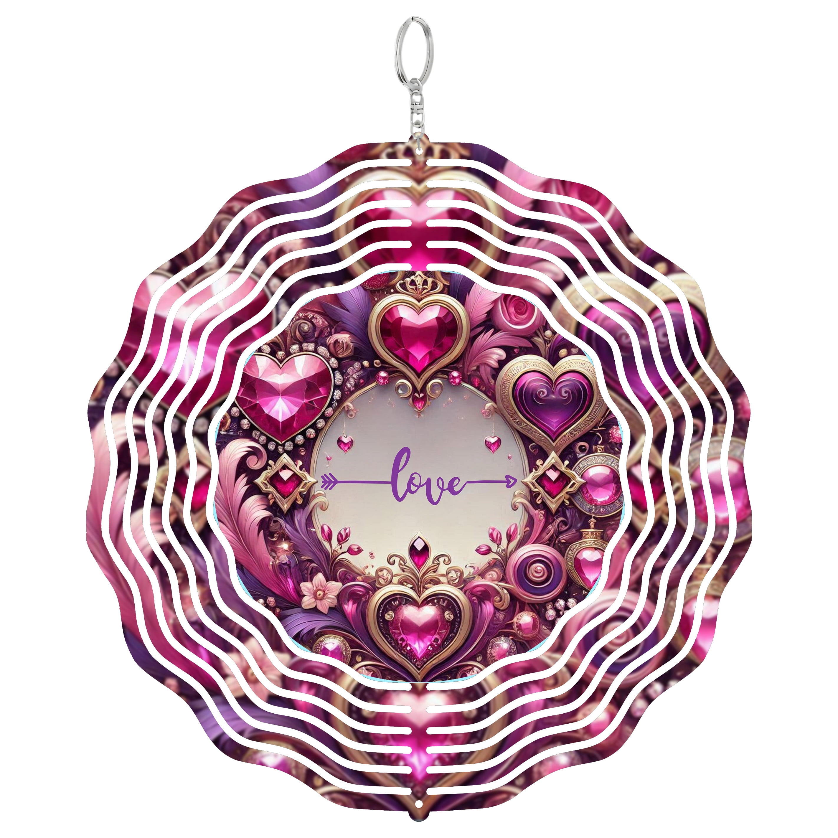 Hot Pink Purple Love 3D Wind Spinner Stainless Steel Kinetic Art ...
