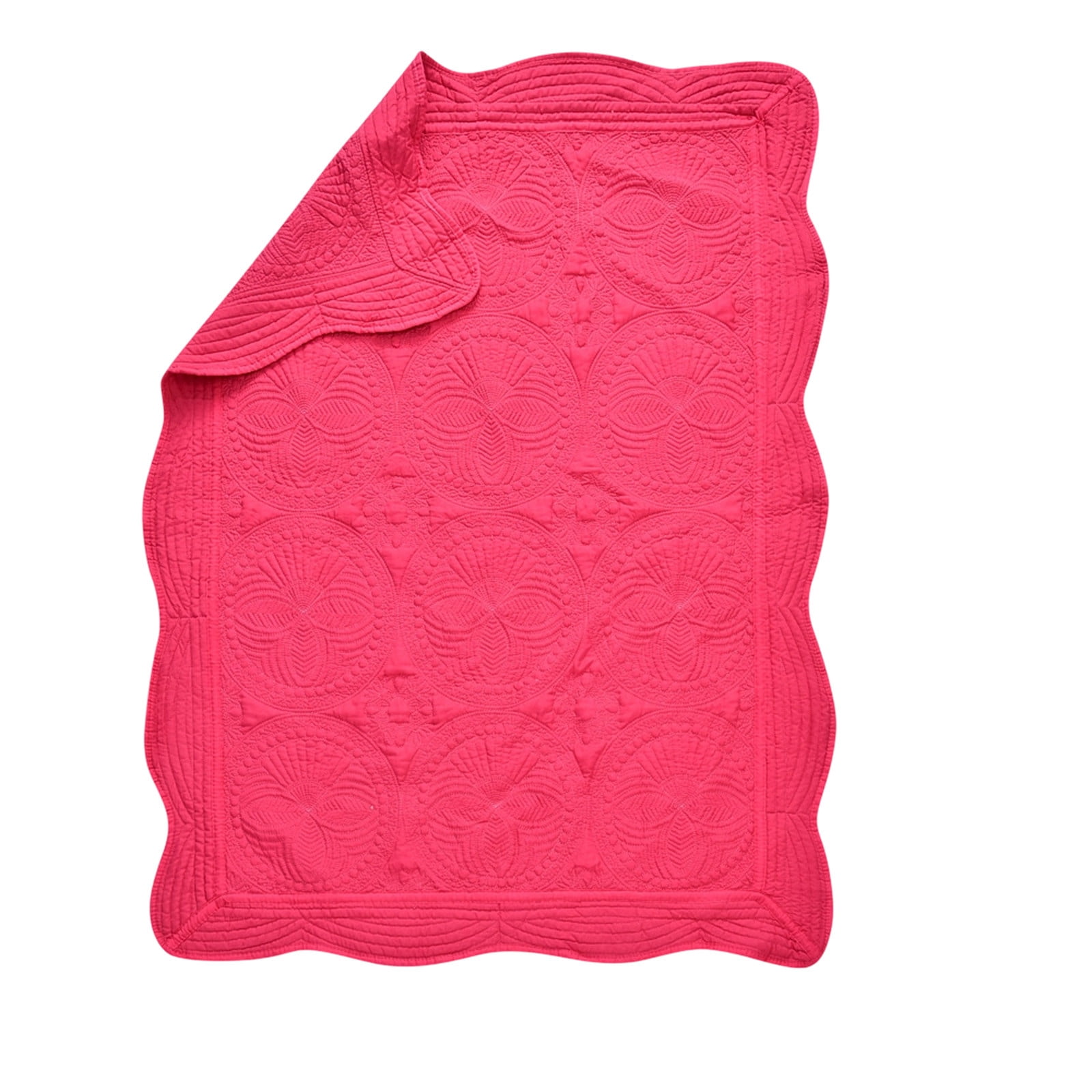 Hot Pink Quilted Blanket Wrap Baby Flannel Thin Coverlet With Filling ...