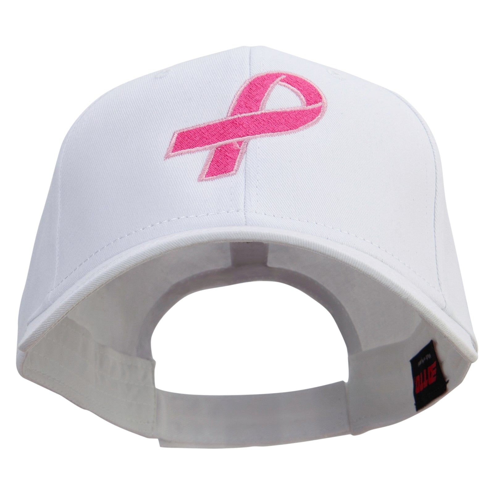 Hot Pink Ribbon Breast Cancer Embroidered Lady Cap - White OSFM ...