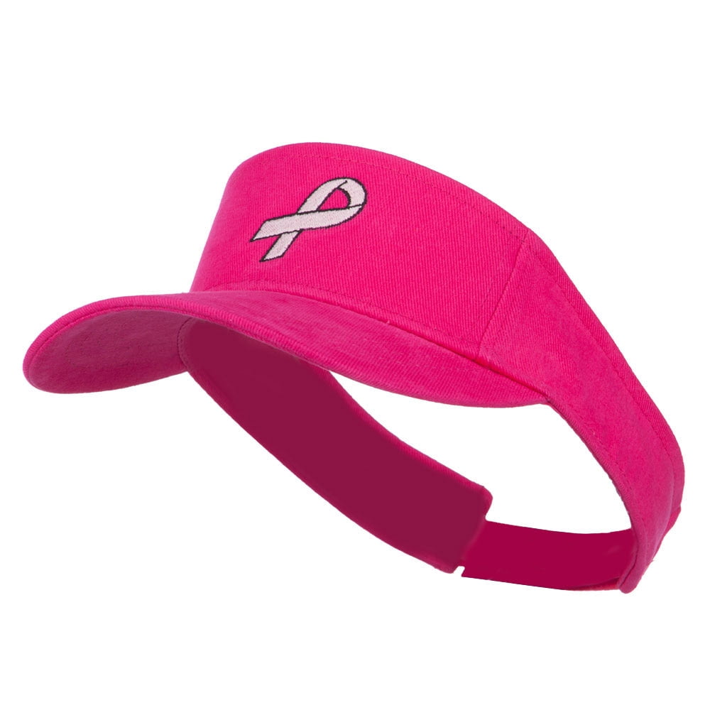 Hot Pink Ribbon Breast Cancer Embroidered Visor - Hot Pink OSFM ...
