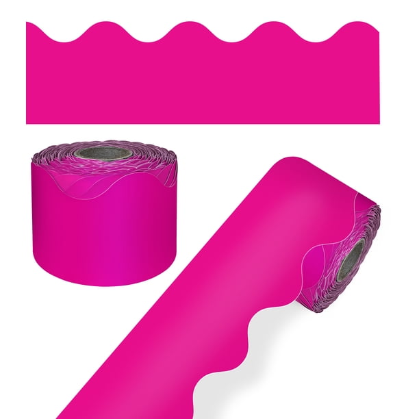 Carson Dellosa 65' Hot Pink Rolled Scalloped Bulletin Board Borders (1 ...