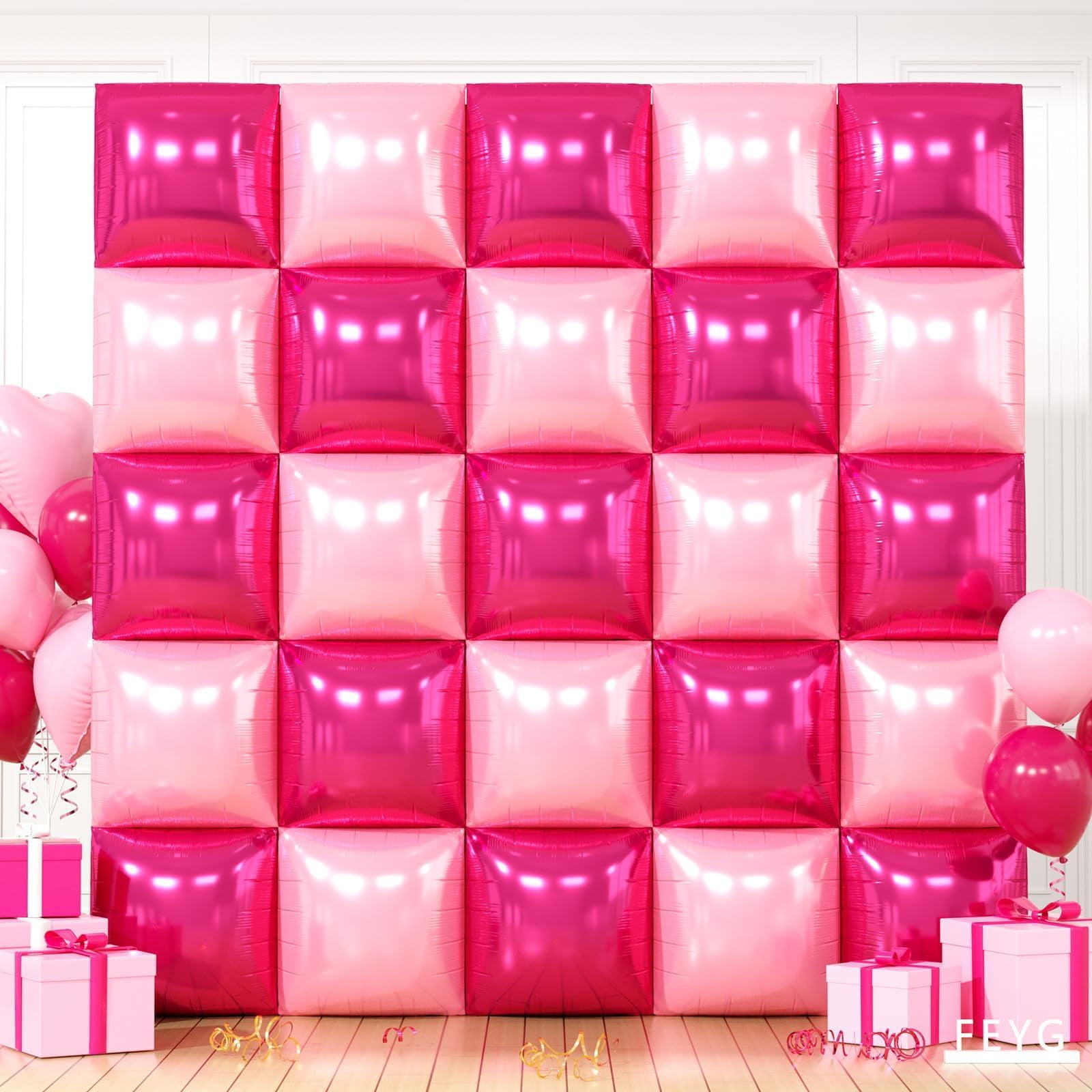 Hot Pink and Rose SSF20 Double Sided Square Balloons Wall,19 Inches ...
