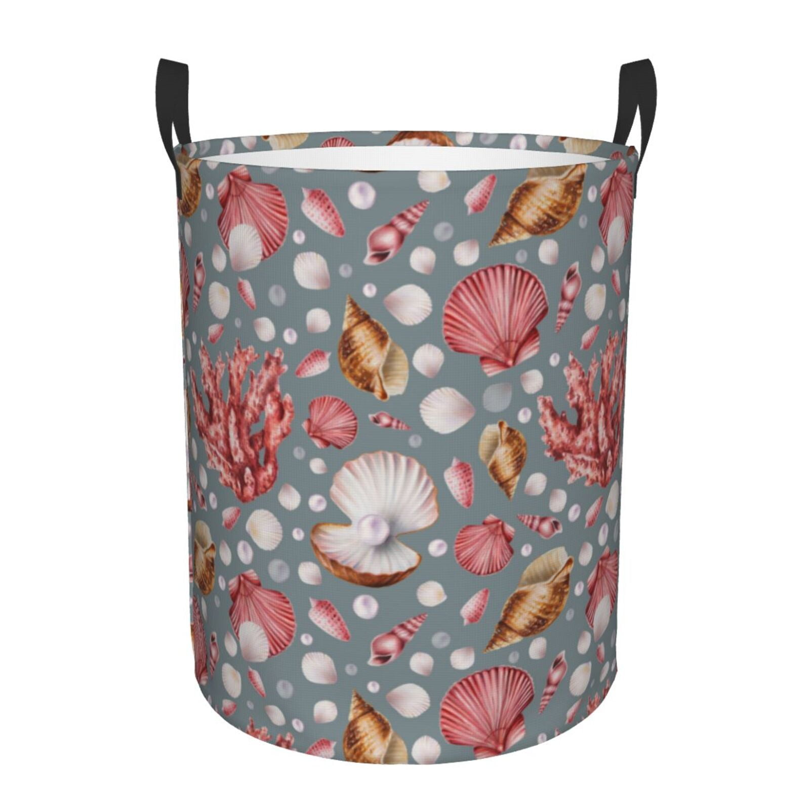 Hot Pink Scalloped Coral Laundry Basket, Laundry Hamper Waterproof ...