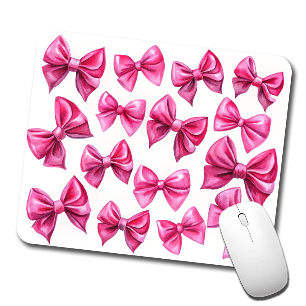 Hot Pink Scattered Coquette Bows Watercolor Mouse Pad Low Profile ...