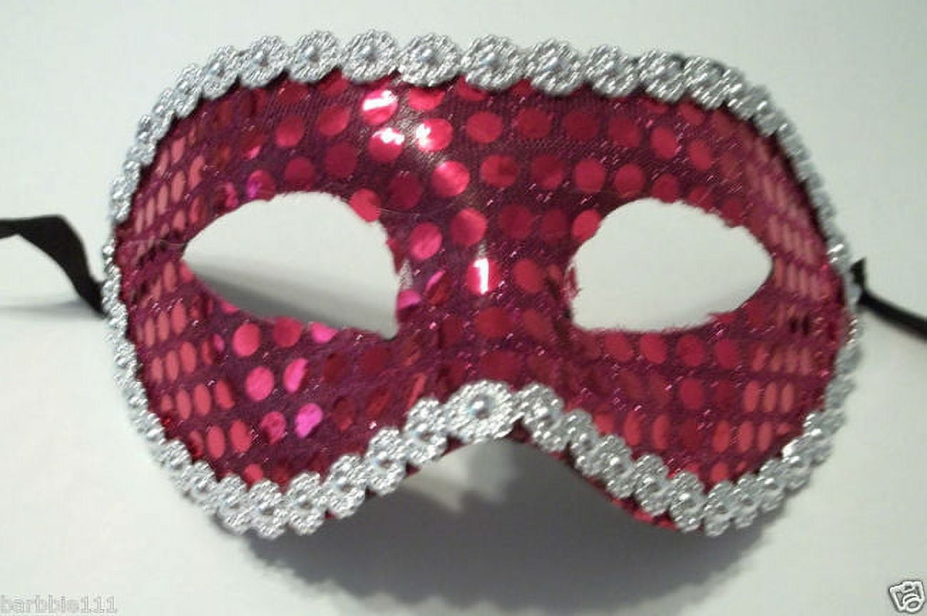 Hot Pink Sequin Mardi Gras Masquerade Party Value Mask - Walmart.com