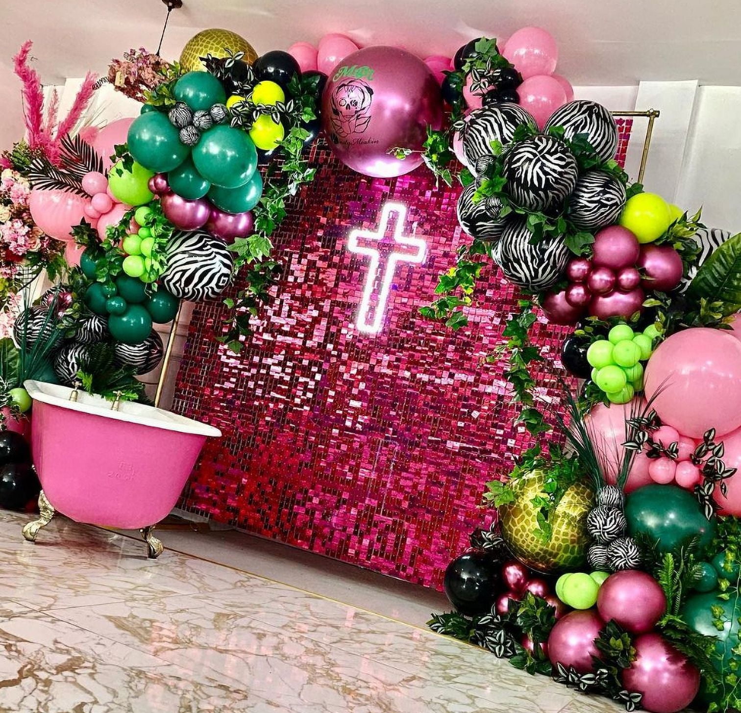 Hot Pink Shimmer Wall Backdrop Panel - Birthday, Anniversary , Wedding ...