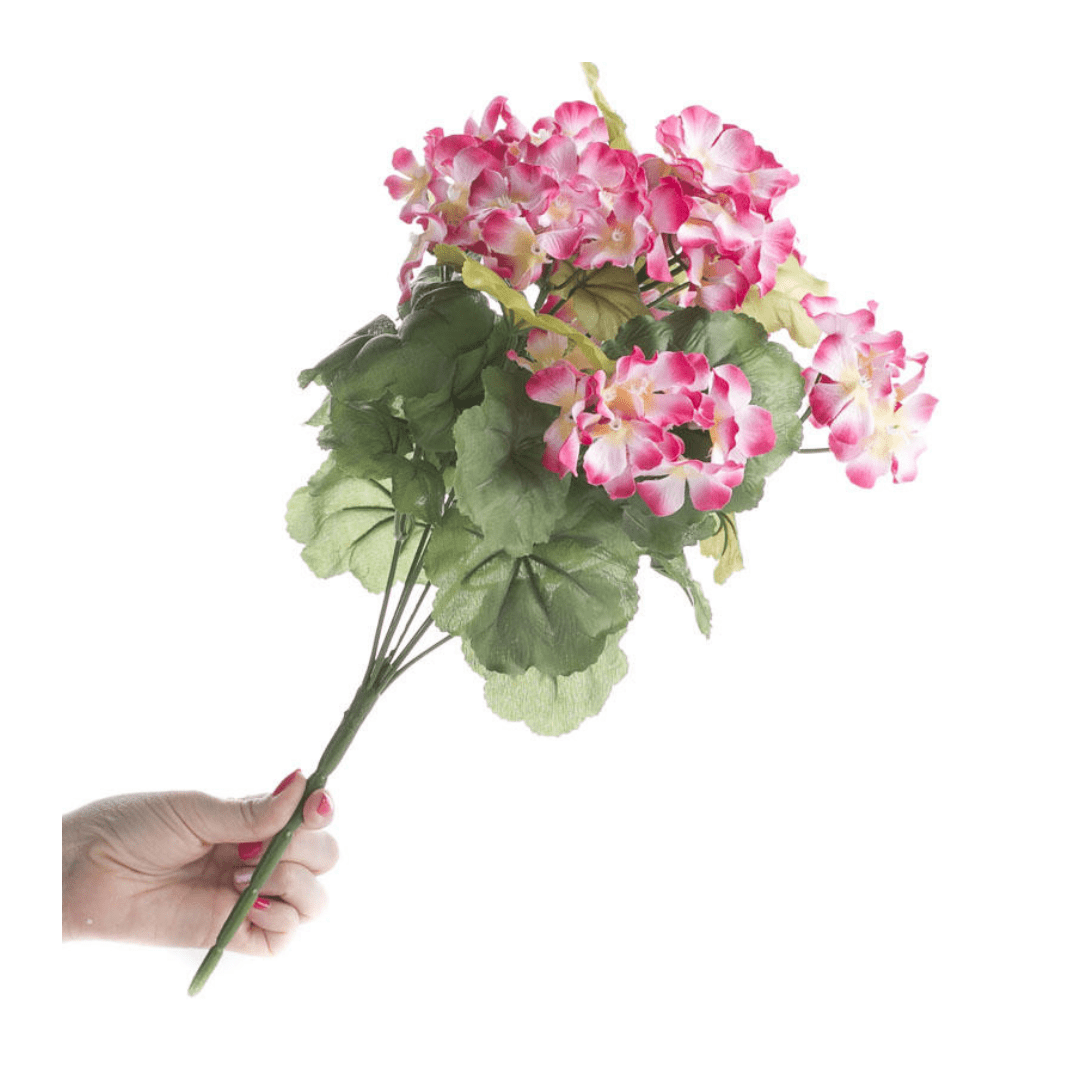 Hot Pink Silk Geranium Bush - For Indoor Spring and Summer Arrangements ...