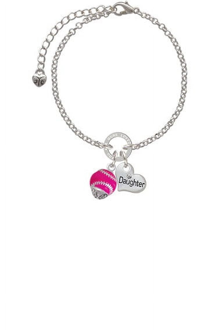 Hot Pink Softball with Silver Tone Stitching Spinner Daughter You Are ...