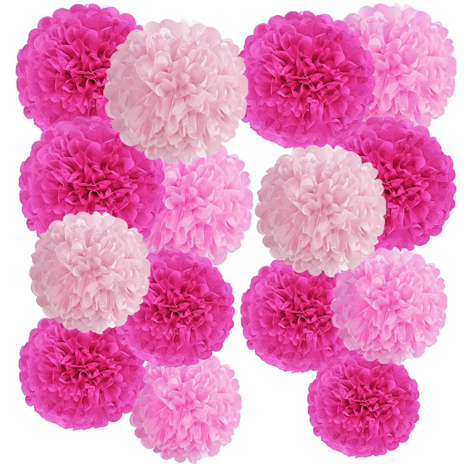 Hot Pink Tissue PriNst Pom Poms Paper Flowers Hanging Decorations Pink ...