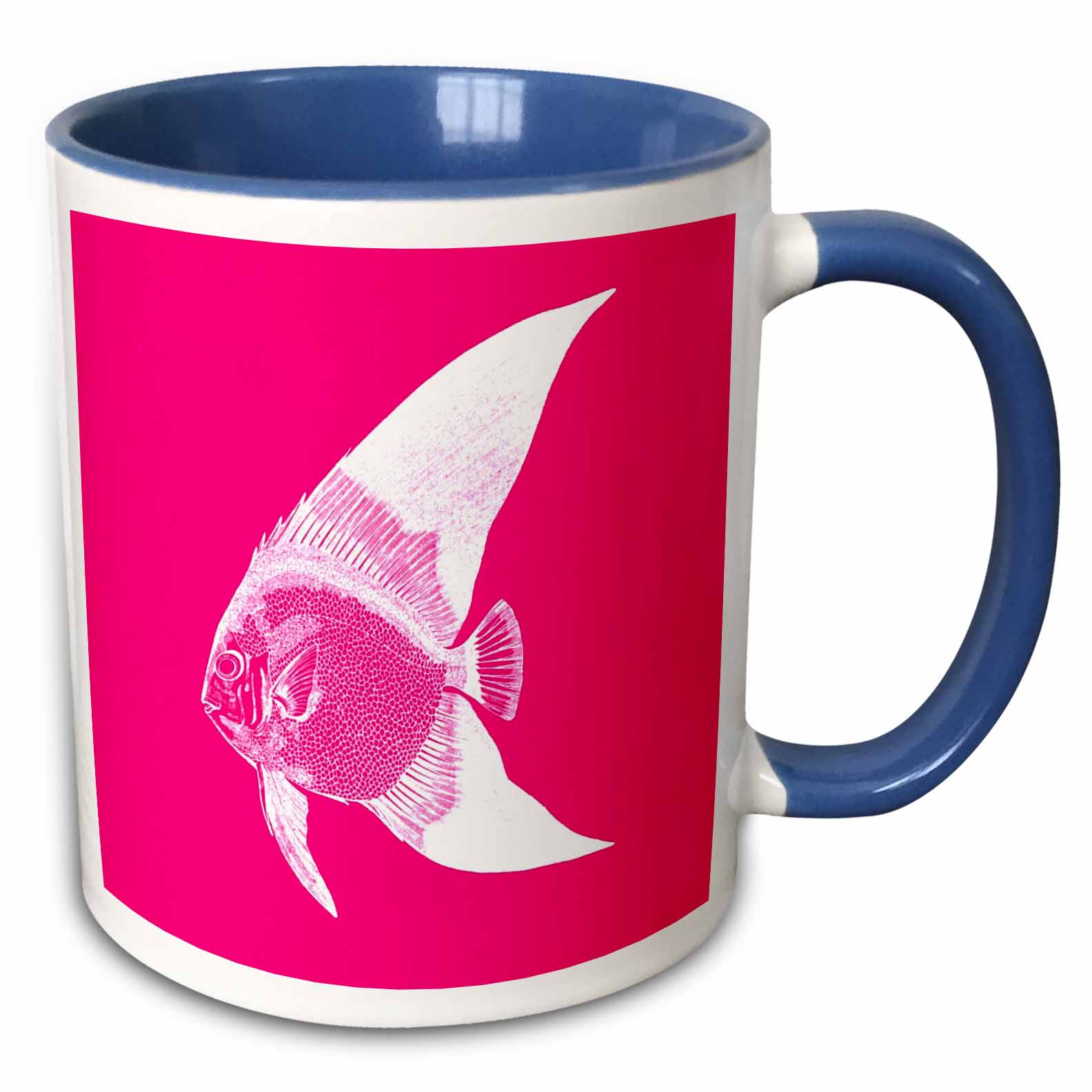 Hot Pink Tropical Fish print. Exotic modern sea ocean aquatic biology ...