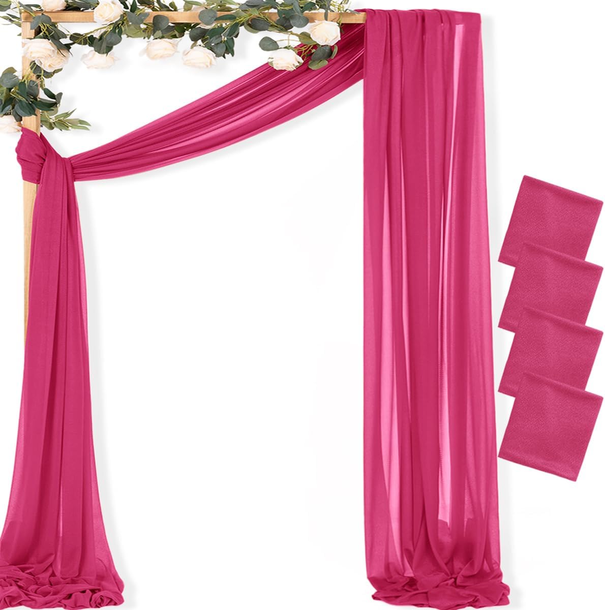 Hot Pink Wedding Arch Draping Fabric 4 Panels 29" x 20 FT Extra Long ...
