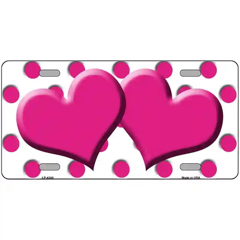 Hot Pink White Polka Dot Hot Pink Centered Hearts Novelty License Plate ...