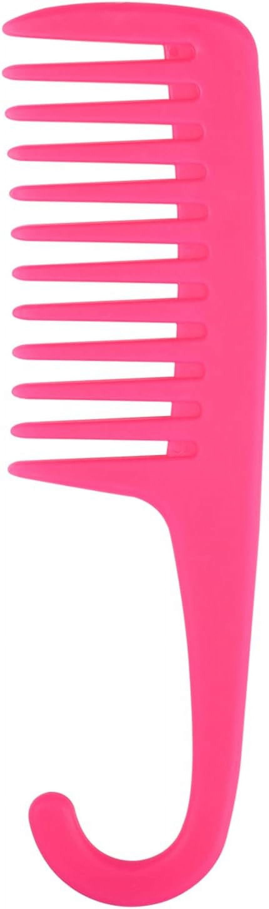 Hot Pink Wide Teeth Shower Comb Curl Curved Teeth Hook Comb Wet Curl ...