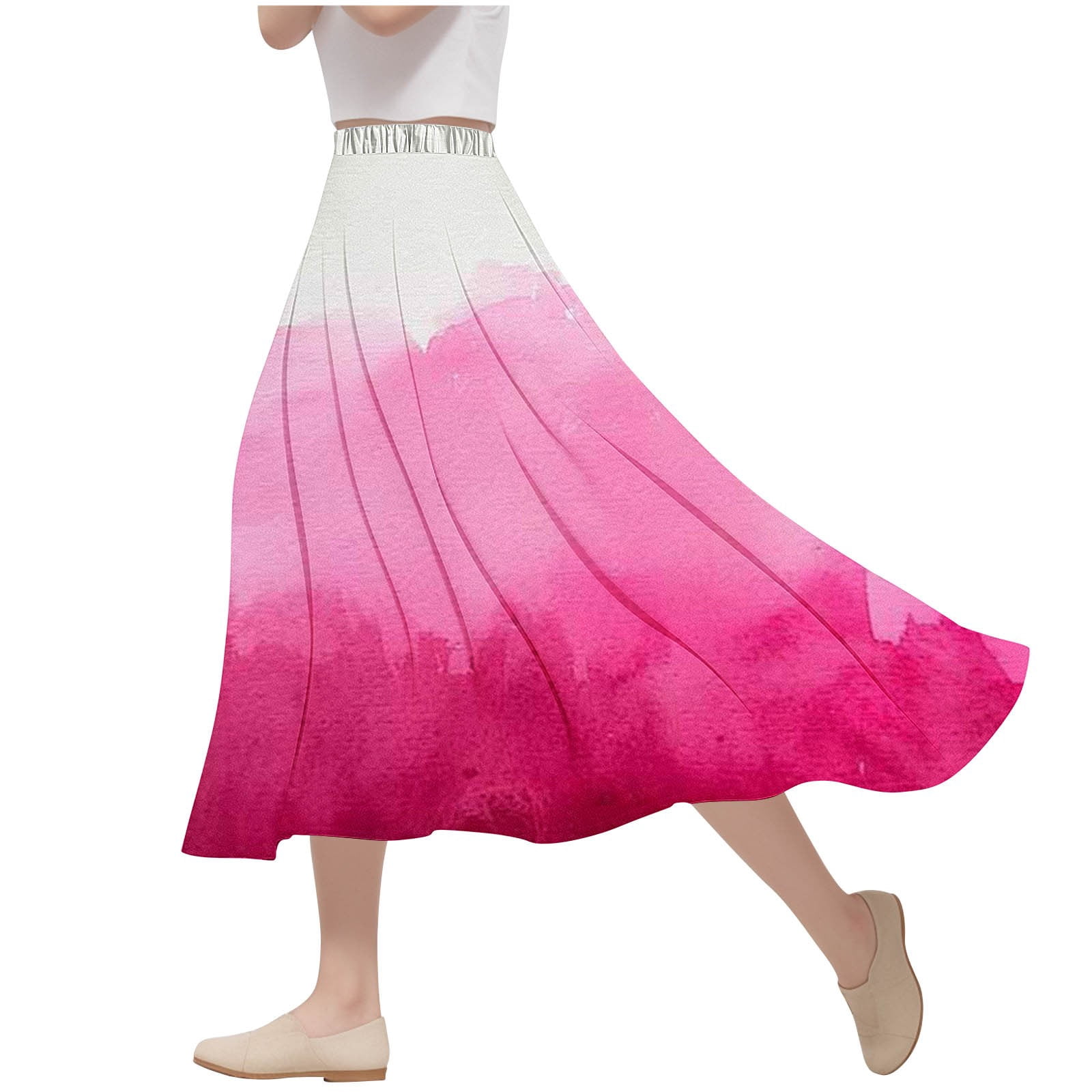 Hot Pink Women High Cut Maxi Long Midi Knee High Gradient Loose Fit ...