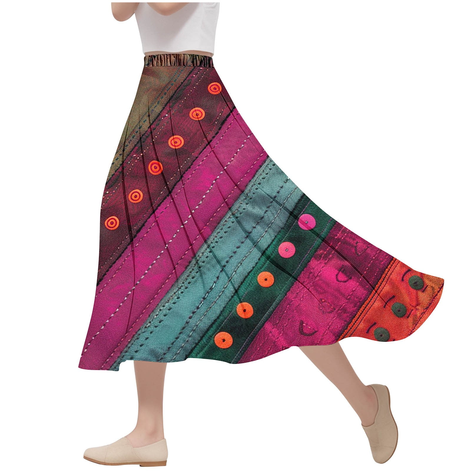 Hot Pink Women Loose Fit Faux Gauze Linen Skirts for Women Maxi Long ...