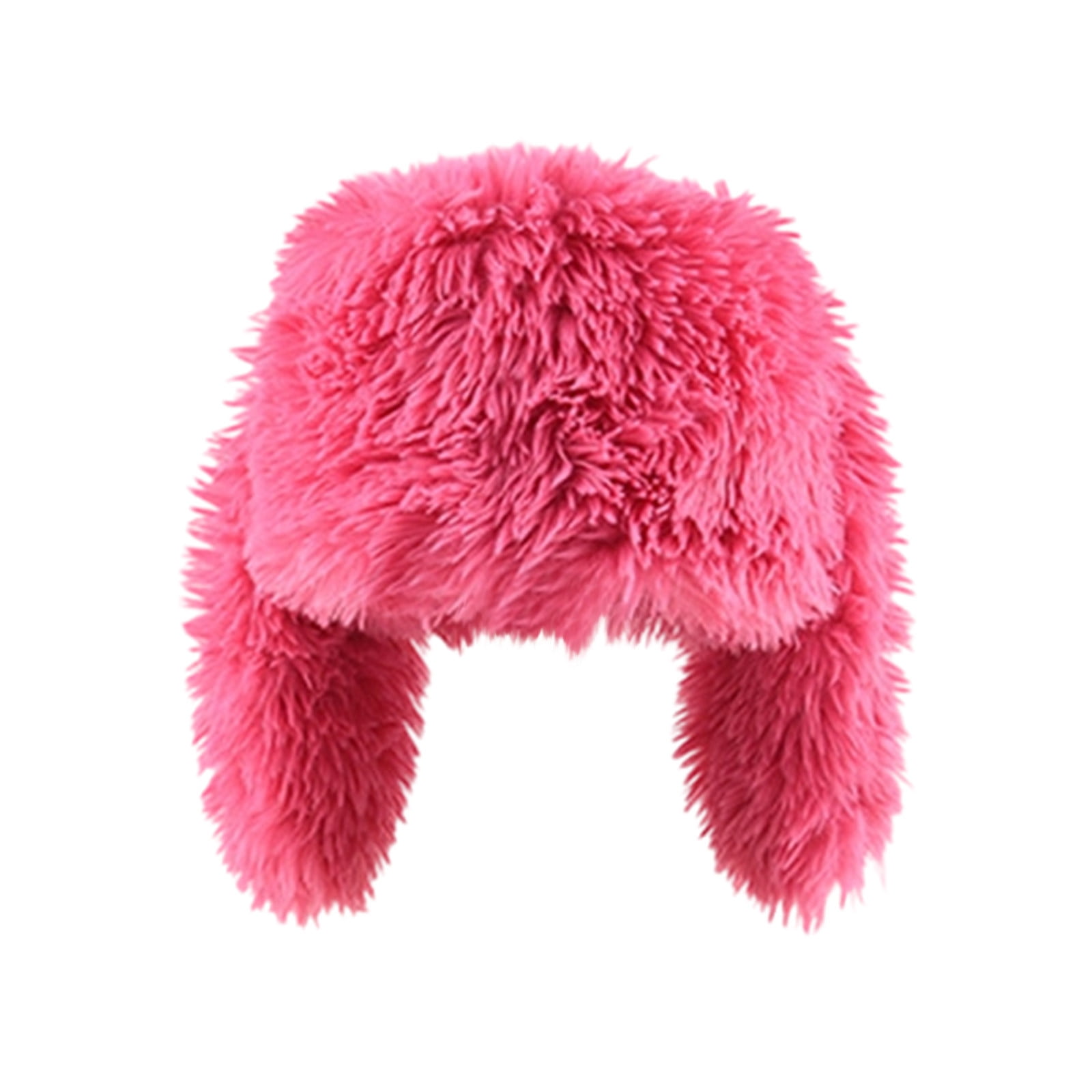 Hot Pink Womens And Mens Fleece Hat Solid Color For Fall And Winter ...