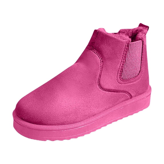 Hot Pink Womens Mid Calf Winter Lace Up Boots Round Toe Fleece Lined ...