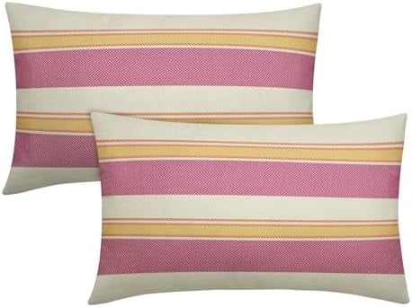 Hot Pink Yellow Orange Summer Striped Pillow Covers 12x20 Set of 2 Boho ...