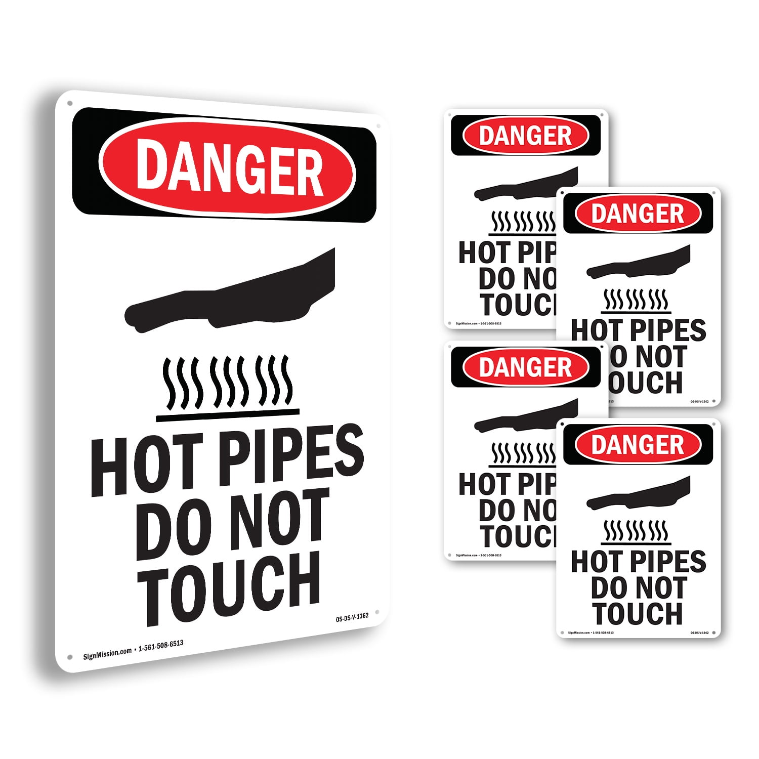 Hot Pipes Do Not Touch OSHA Danger Rigid Plastic Sign 24 Inch x 18 Inch ...