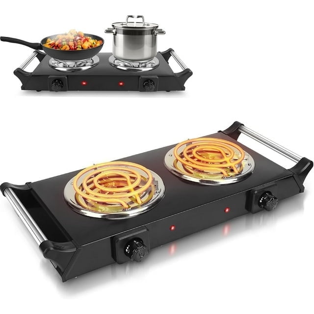 Hot Plate, 2000W Portable Electric Double Burner W/5 Level Temperature ...