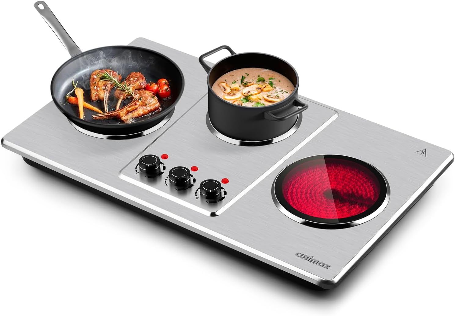 Hot Plate Electric,Countertop Infrared Triple Burner with 7″ Ceramic ...