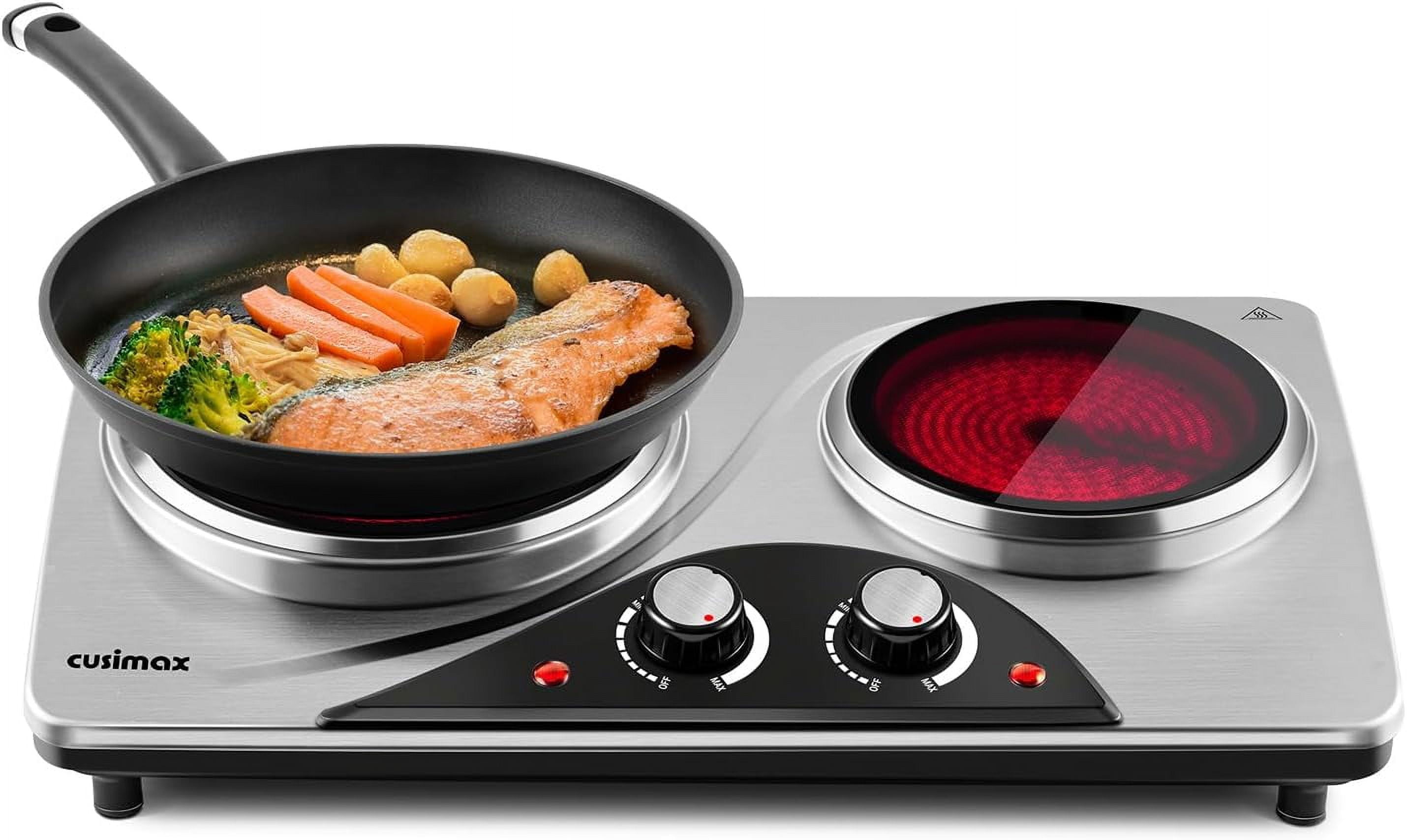 Hot Plate, Electric Double Burner, Portable Ceramic Infrared Cooktop ...