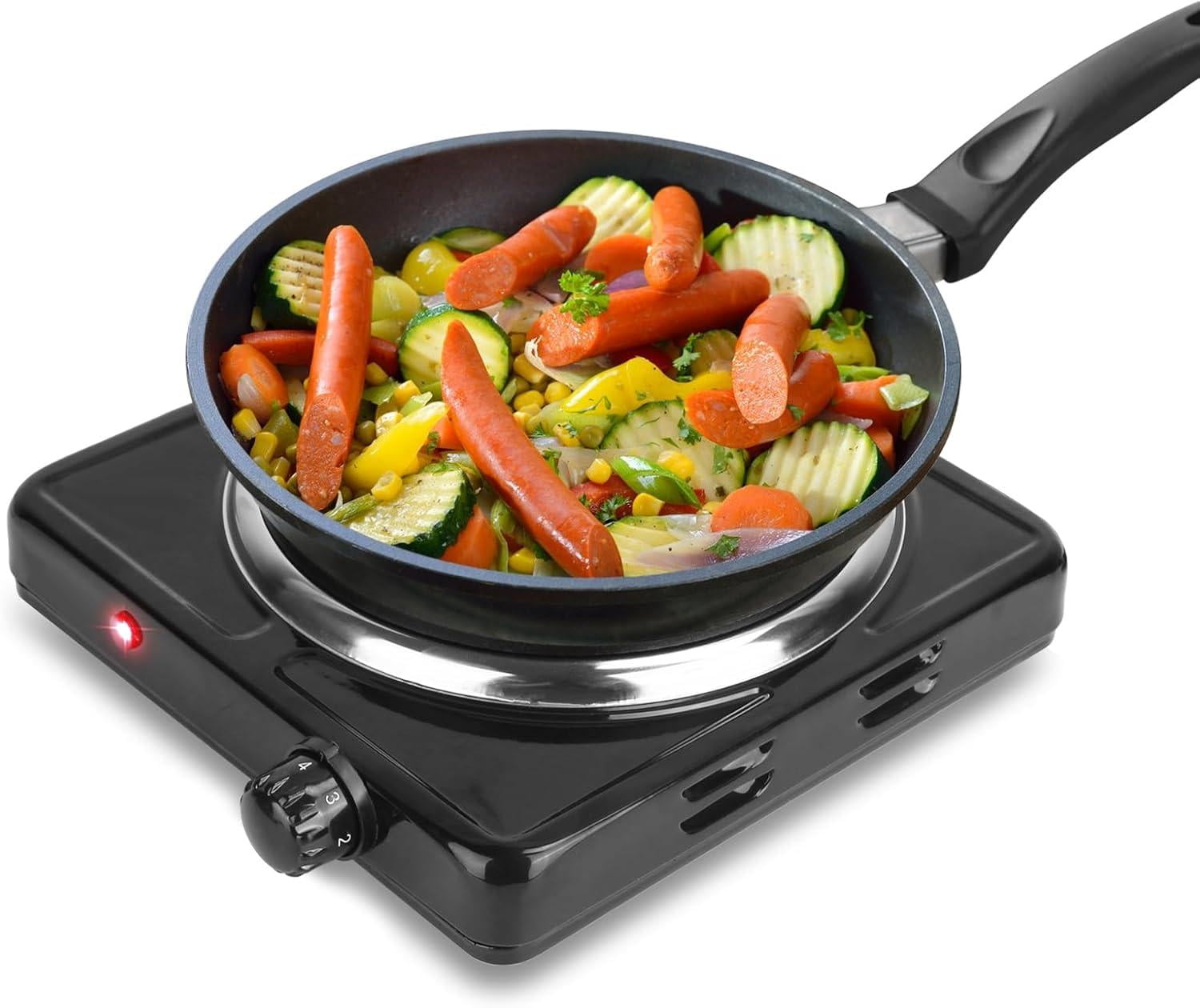 Hot Plate, Portable Electric Stove 1500W Countertop Single Burner with ...