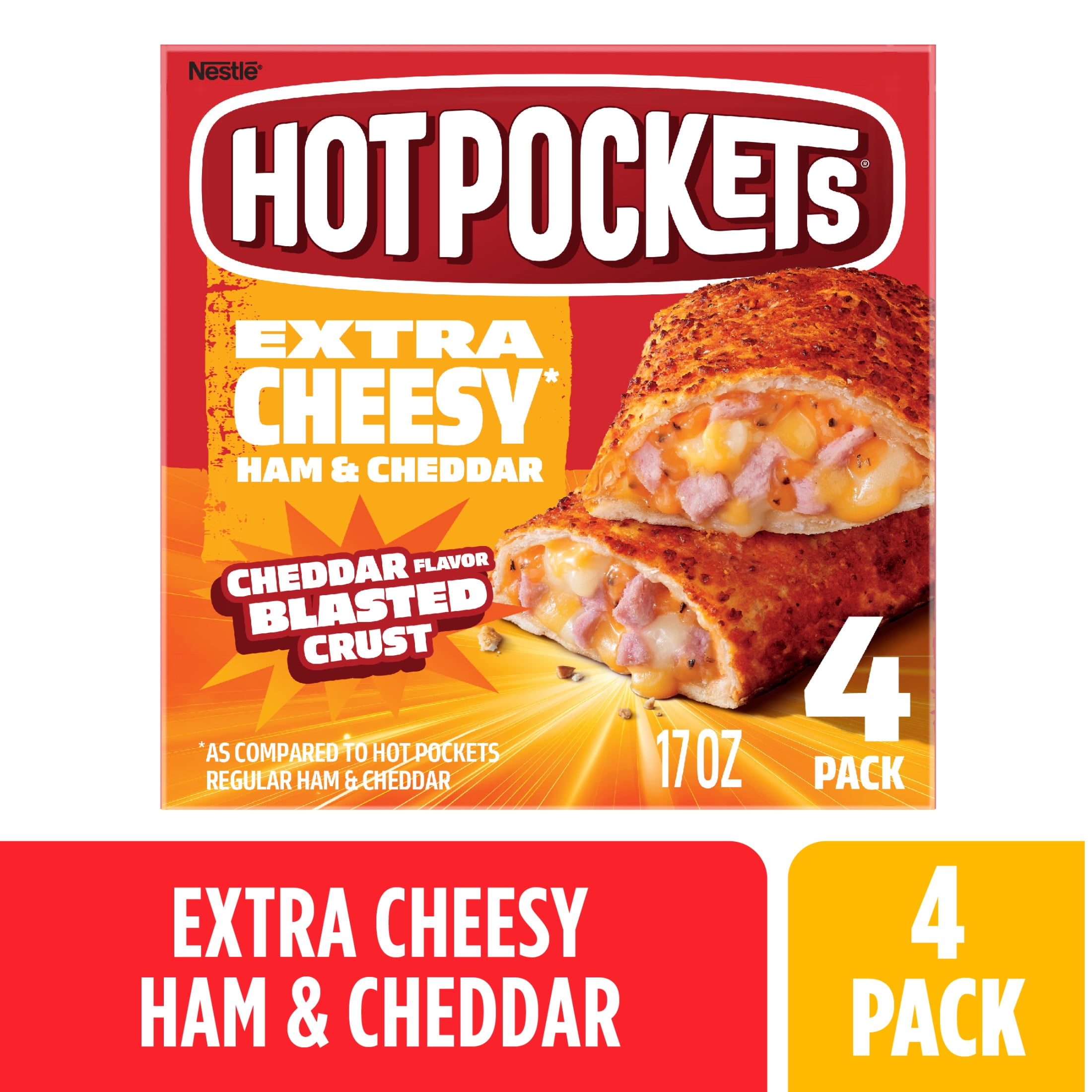 Hot Pockets Extra Cheese Ham and Cheddar, Air Fryer Snacks, Frozen ...
