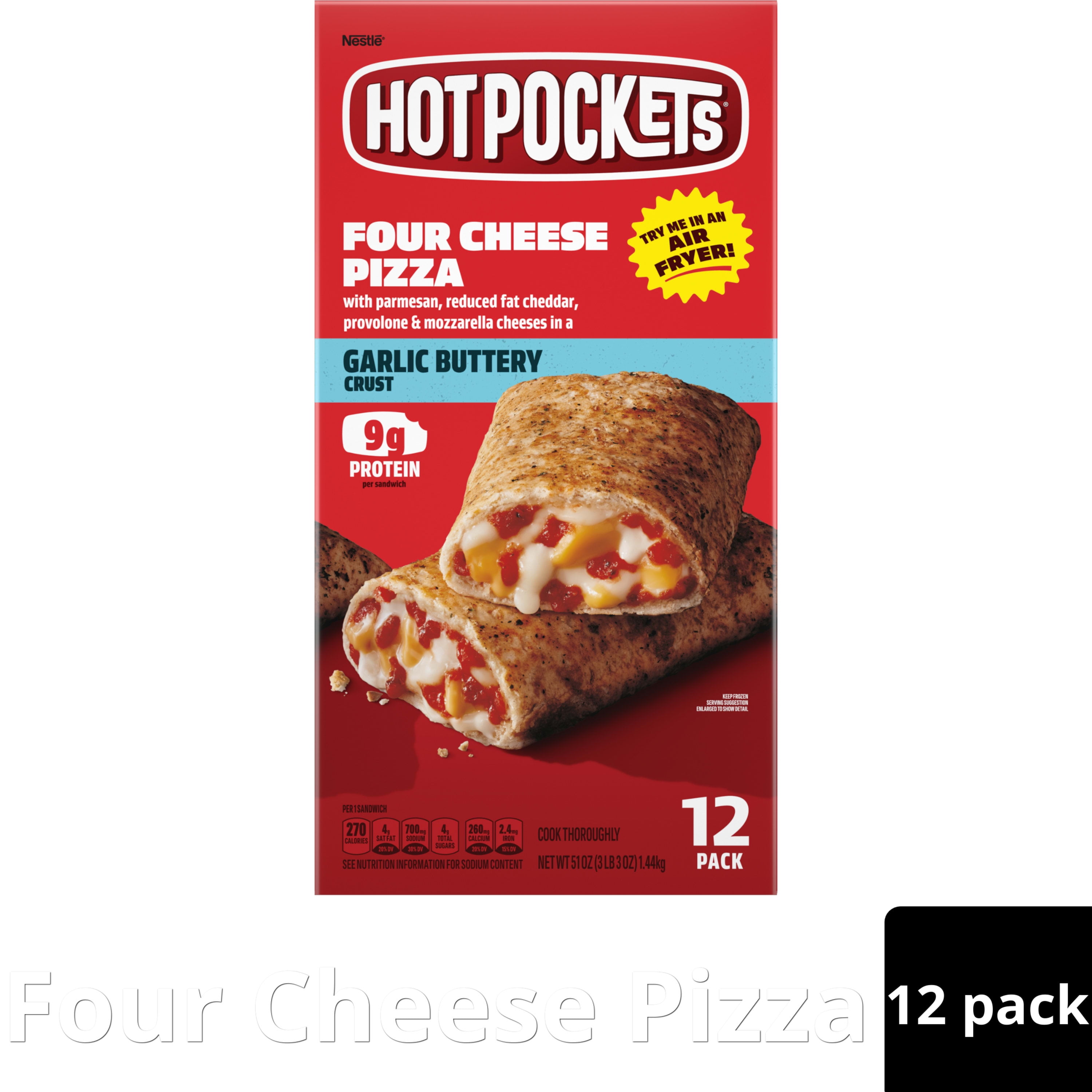 Hot Pockets Frozen Snacks, Four Cheese Pizza, 12 Regular Sandwiches ...