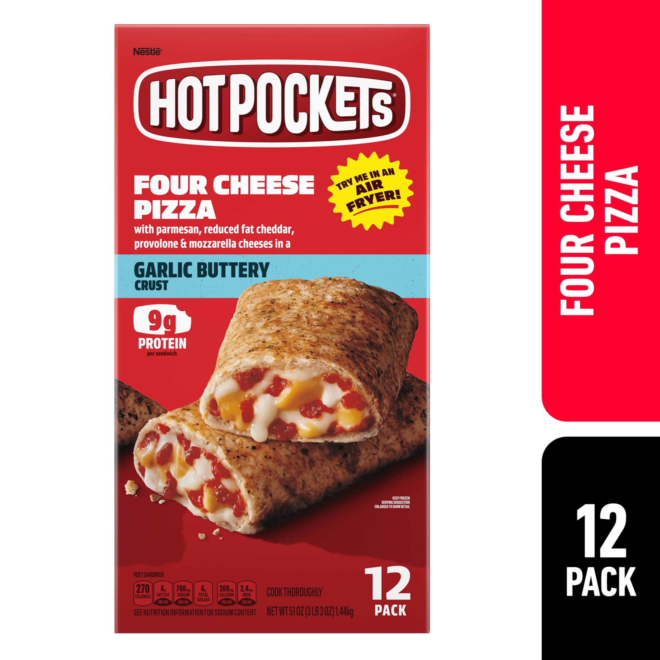 Hot Pockets Frozen Snacks, Four Cheese Pizza, 12 Sandwiches, 51 oz ...