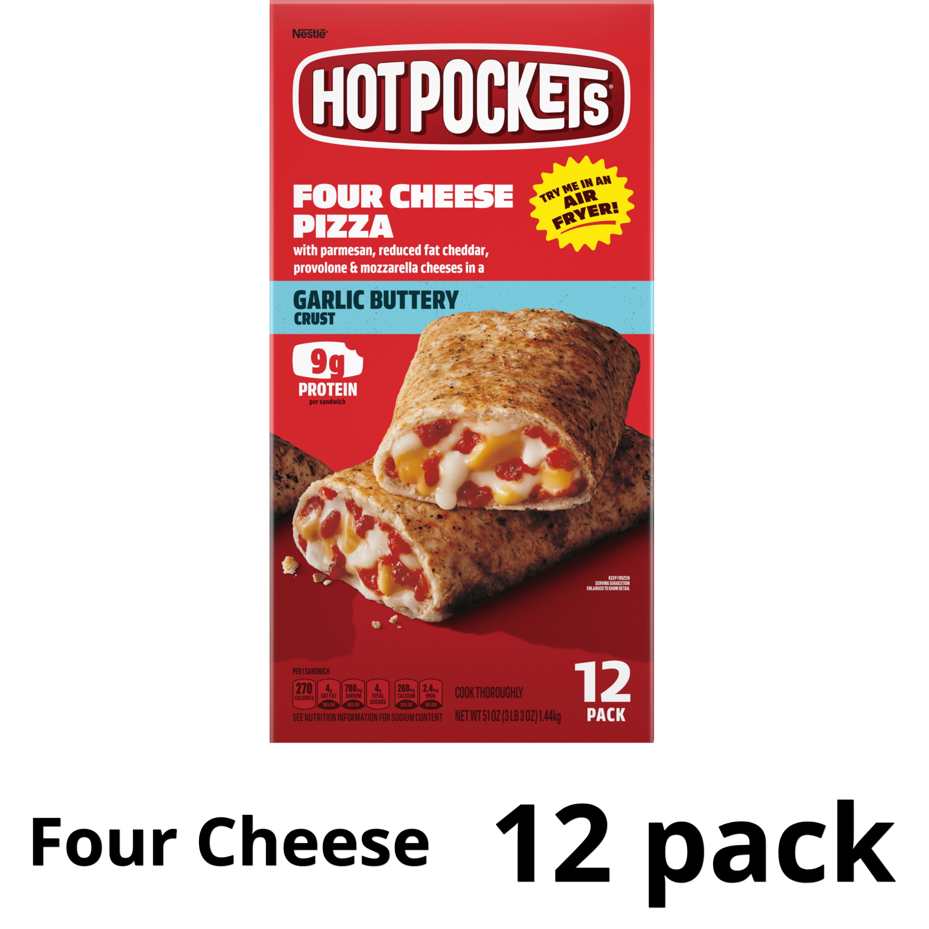Hot Pockets Frozen Snacks Four Cheese Pizza Garlic Buttery Crust, 12 ...