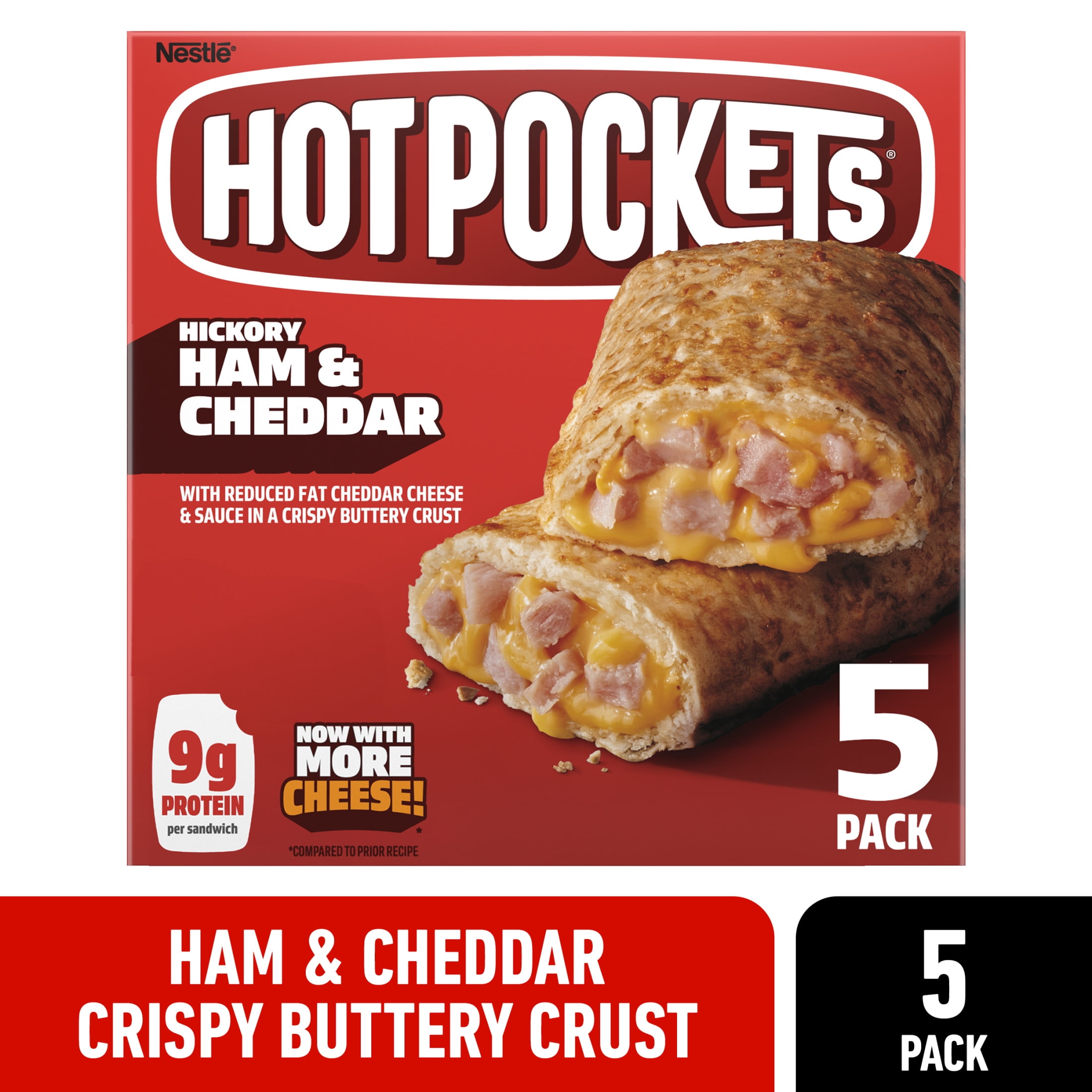 Hot Pockets Hickory Ham and Cheddar Cheese with Crispy Buttery Crust ...