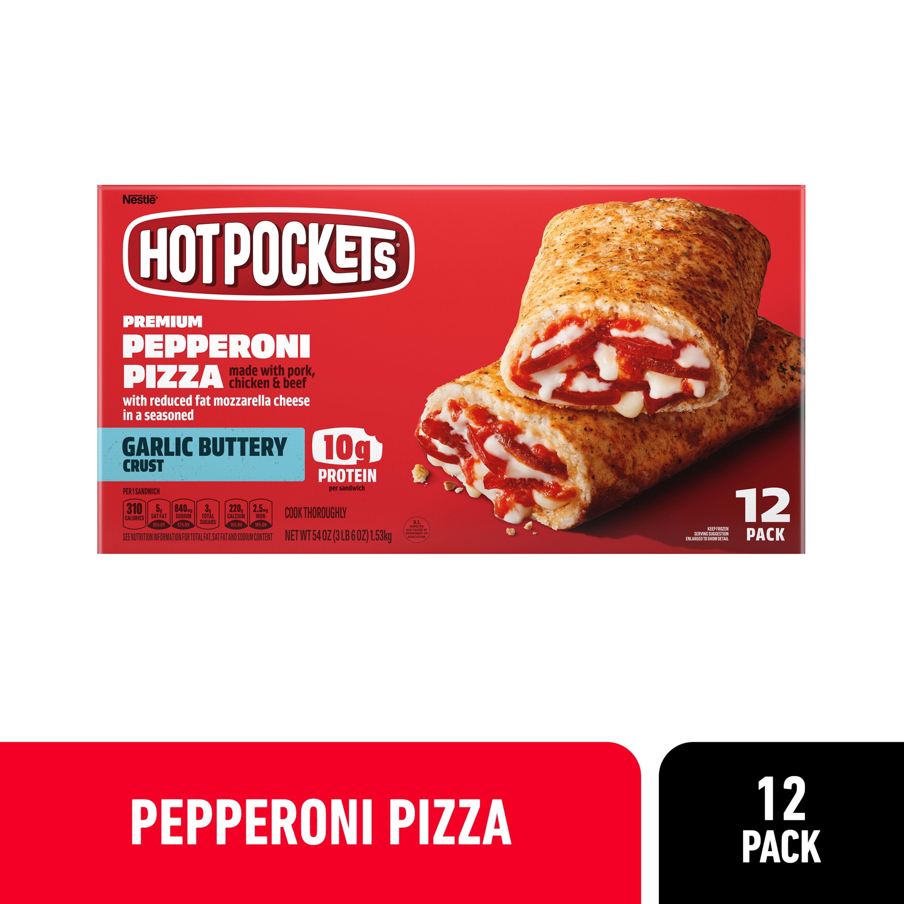 Hot Pockets Frozen Snacks, Pepperoni Pizza, 12 Sandwiches, 54 oz ...
