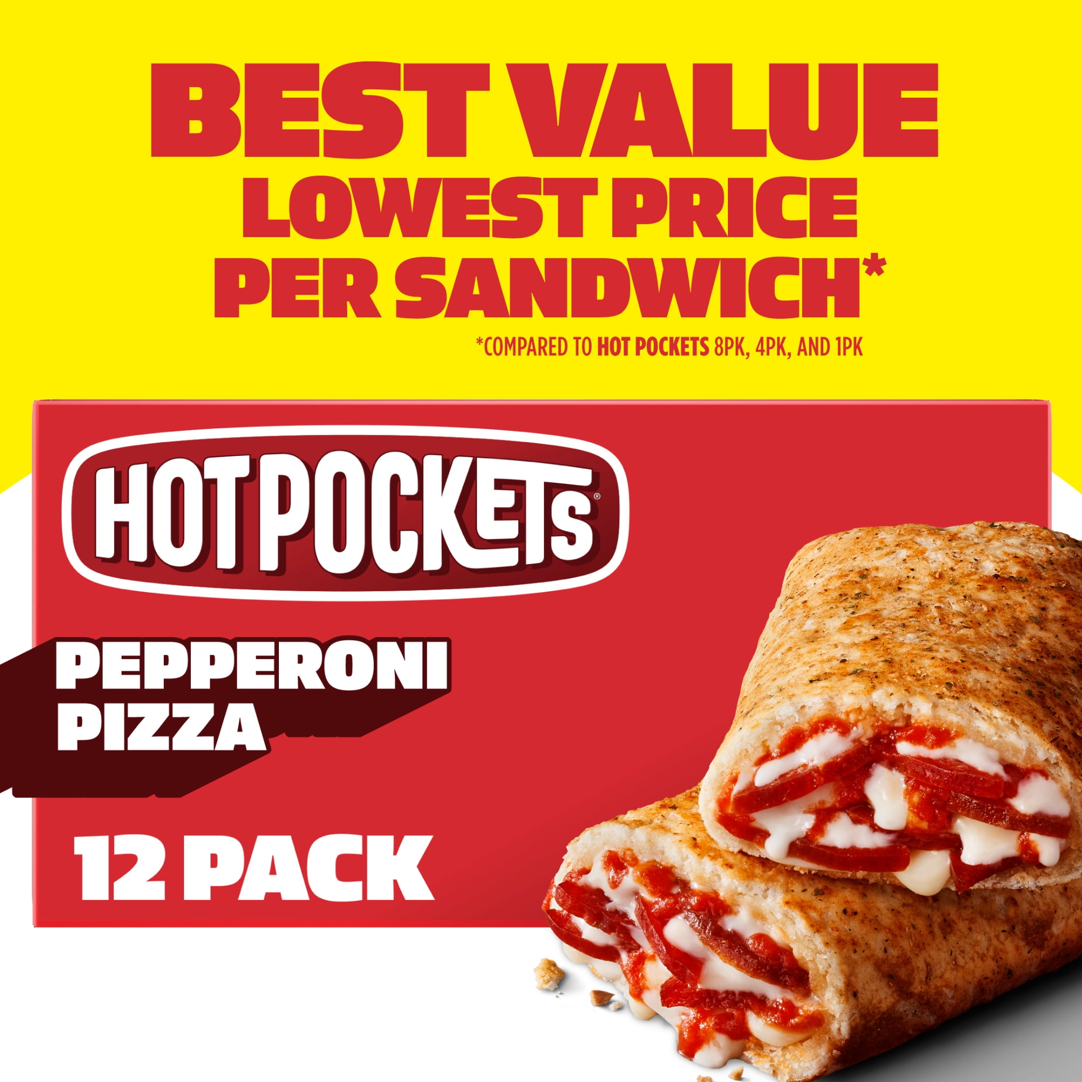 Hot Pockets Pepperoni Pizza Snacks 54 oz 12 Pack Italian Seasoned Crust ...