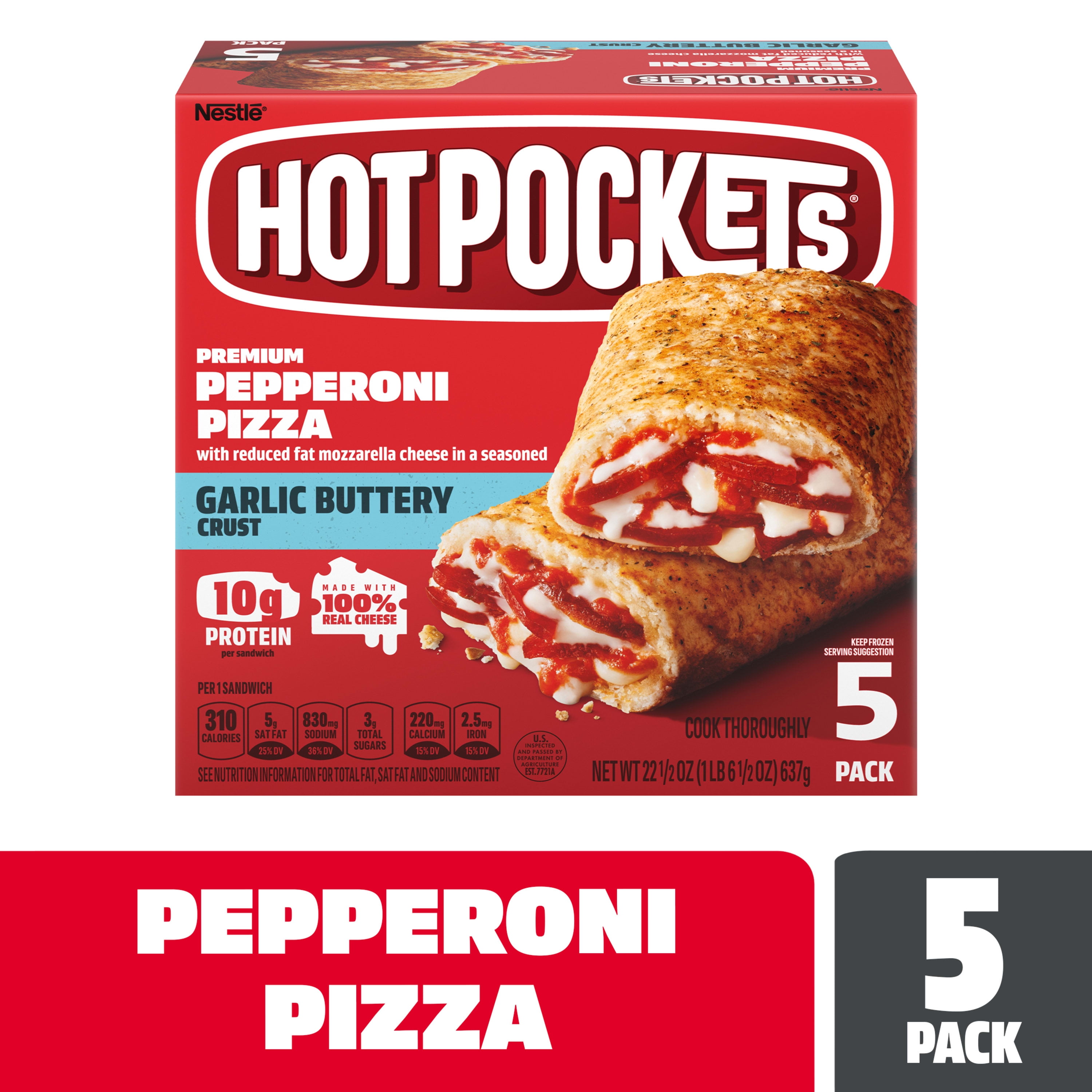Hot Pockets Frozen Snacks Pepperoni Pizza Sandwiches, 22.5 oz (Frozen ...