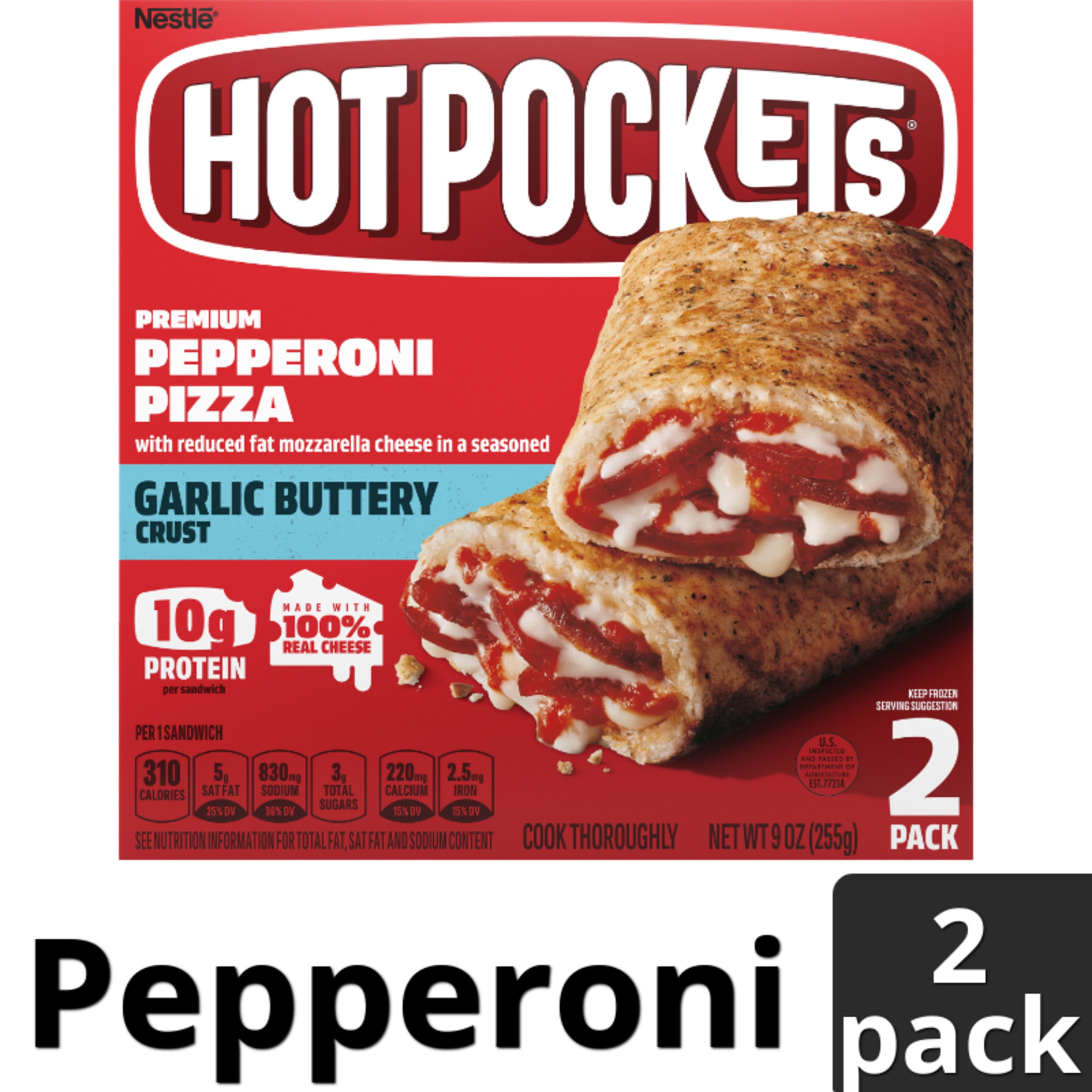 Hot Pockets Frozen Snacks Premium Pepperoni Pizza Sandwiches, 9 oz ...