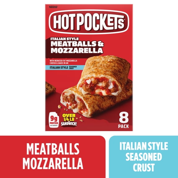 Hot Pockets Italian Style, Meatballs and Mozzarella Sandwich Snacks, 36 ...