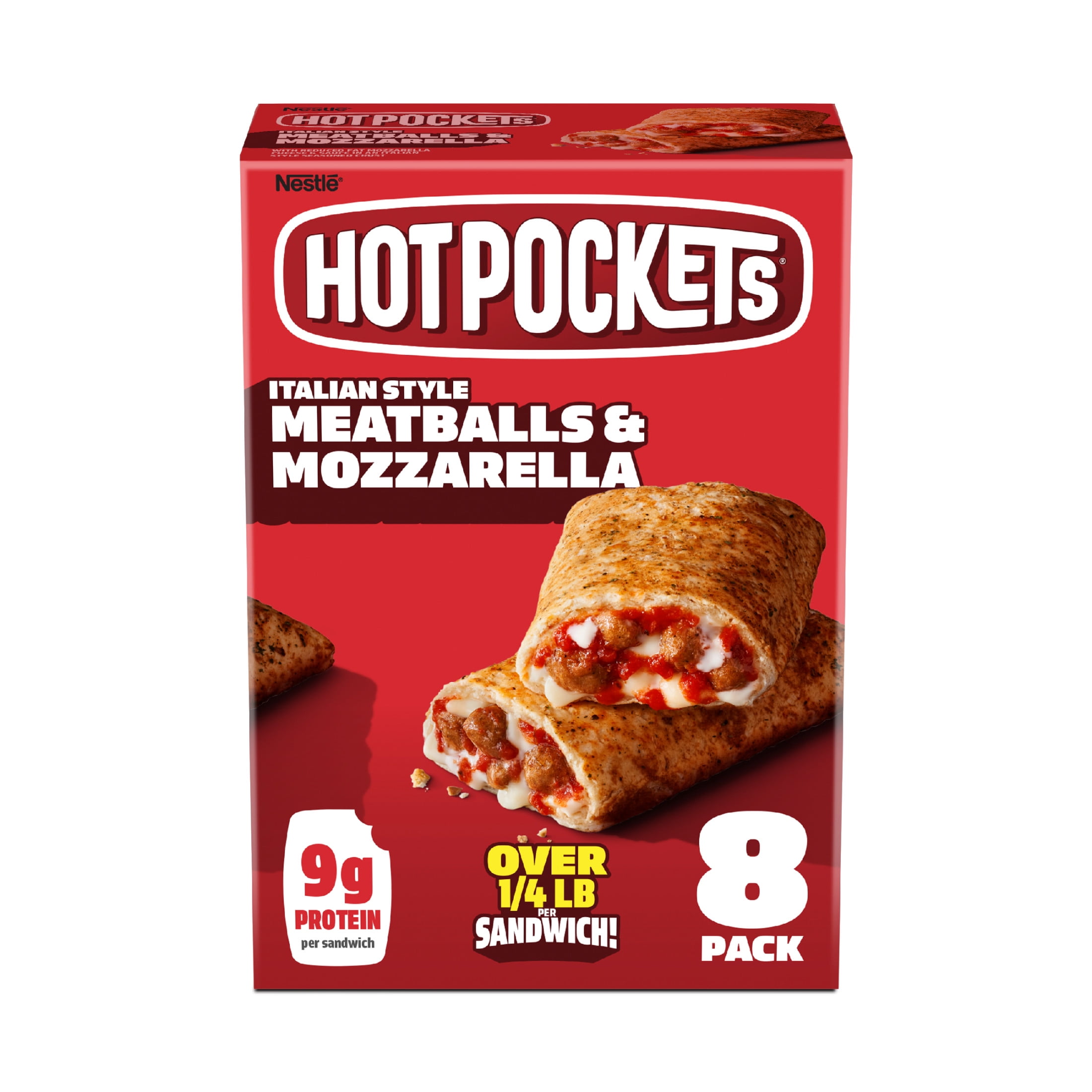 Hot Pockets Italian Style, Meatballs and Mozzarella, Frozen Snack, 8 ...