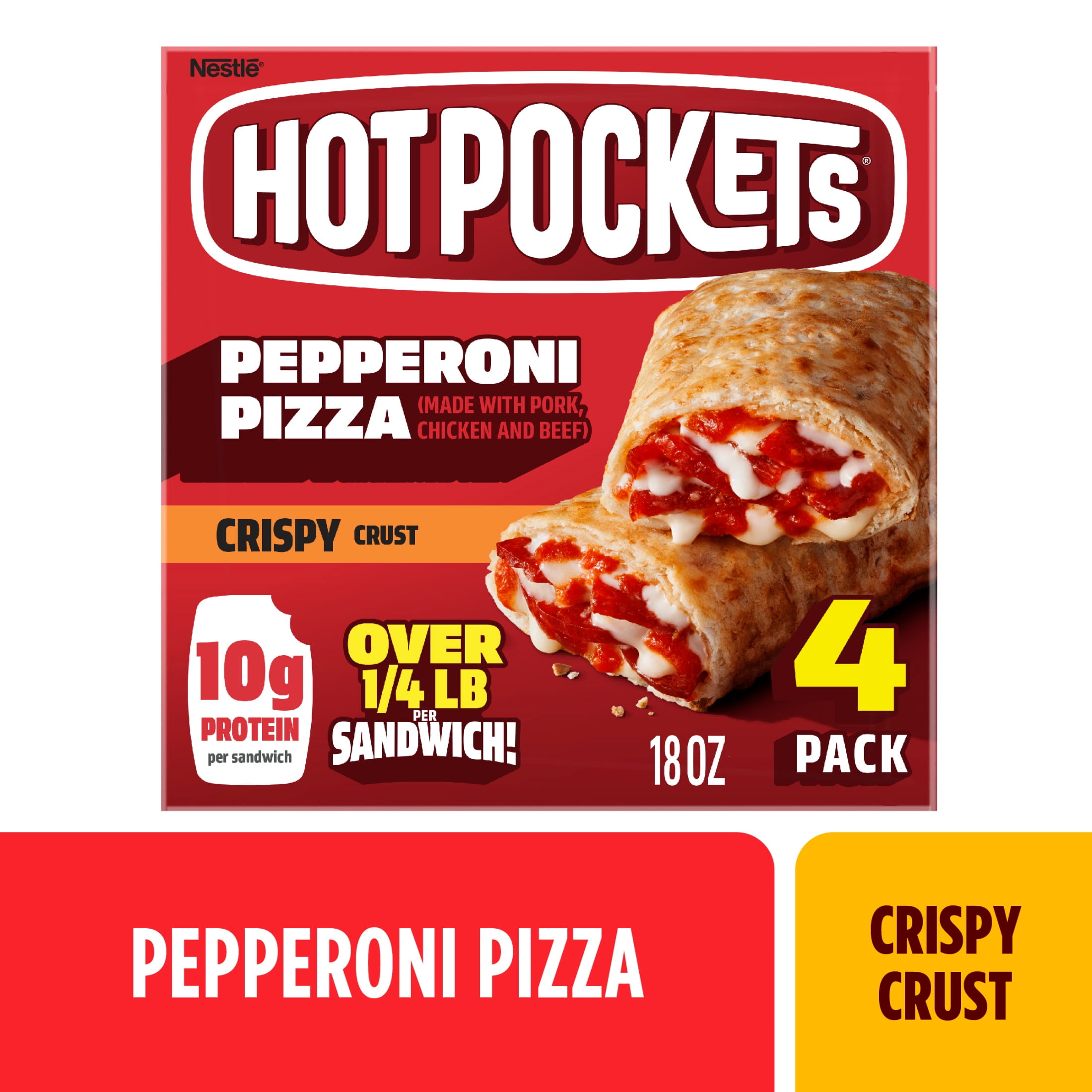 Hot Pockets Frozen Snacks Pepperoni Pizza, Crispy Crust Sandwiches, 18 ...