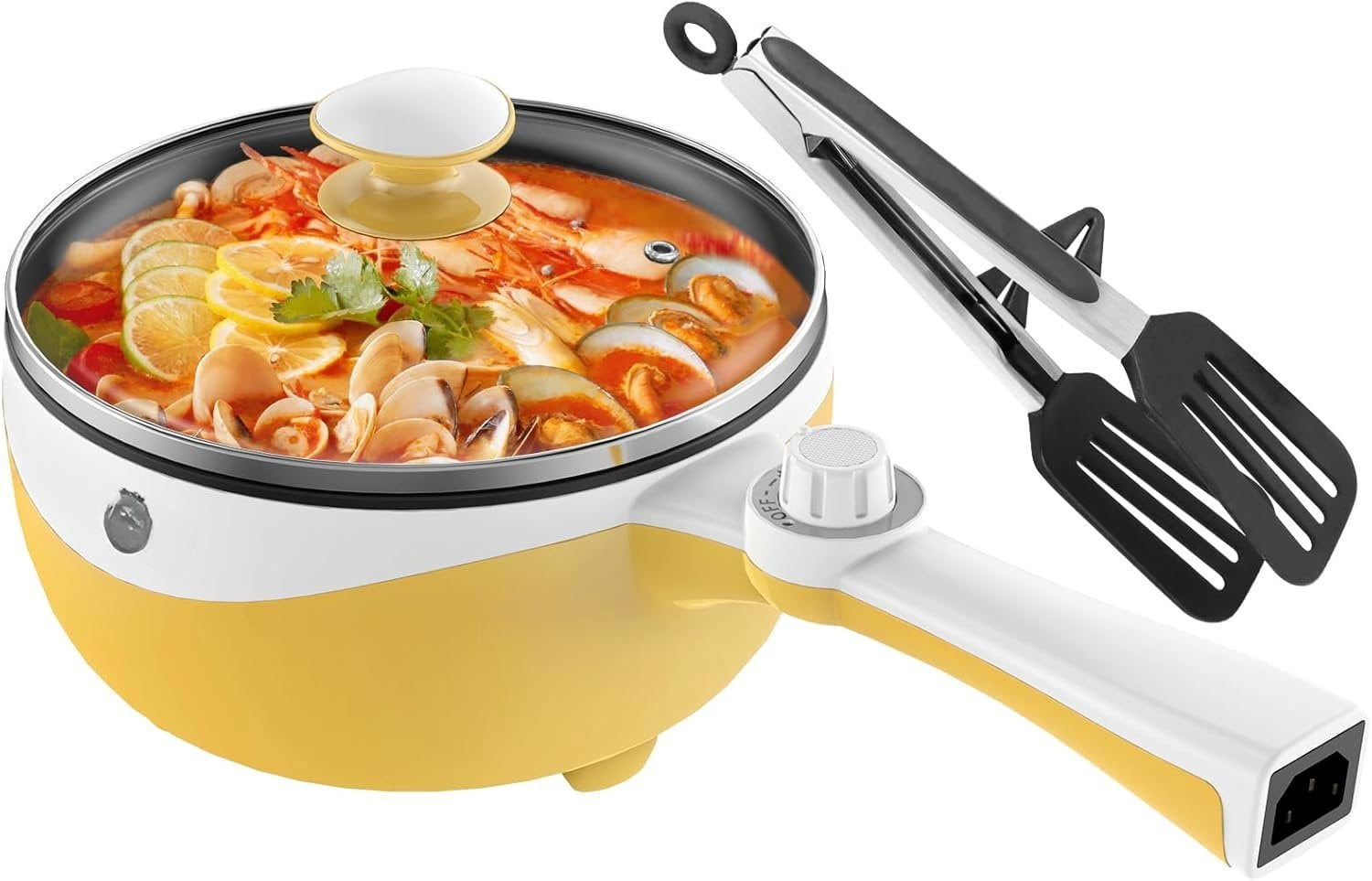 Hot Pot , 1.7L Mini Skillet Portable Nonstick Saute Pan with Power ...