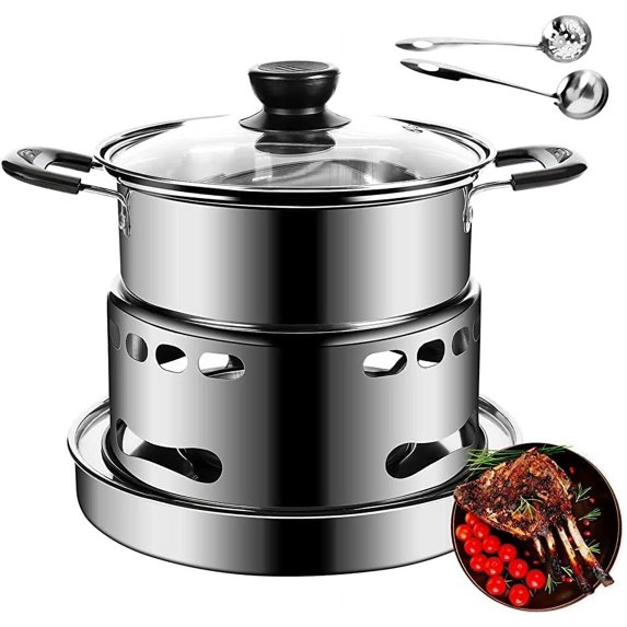 Hot Pot Alcohol Stove, Spirit Cooker with Pot, Camping Stoves Set, Gas ...