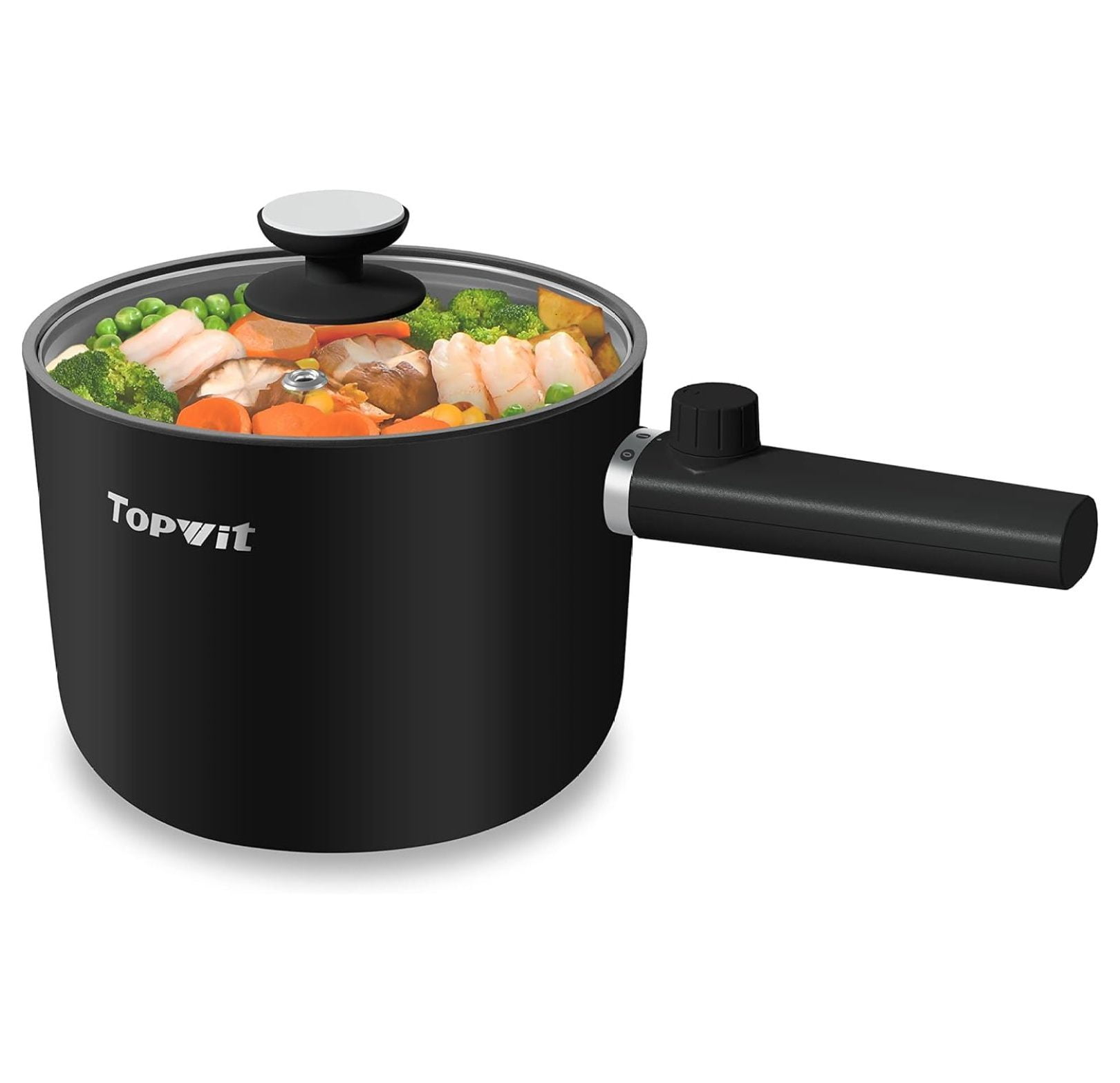 Hot Pot Electric, 1.5L Ramen Cooker, Portable Non-Stick Frying Pan ...